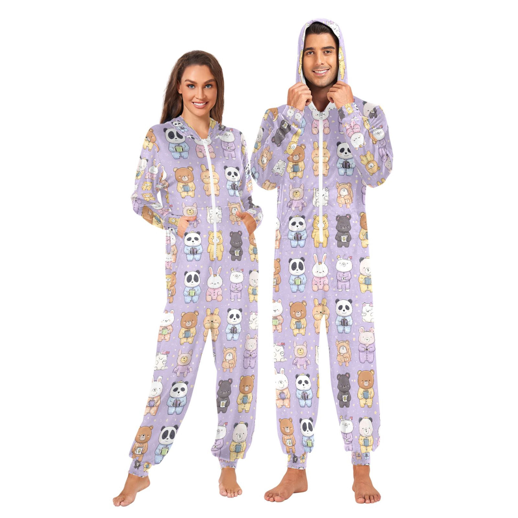 Adult Christmas Onesie Cute Animals in Pajamas Adult Zipper One-Piece ...