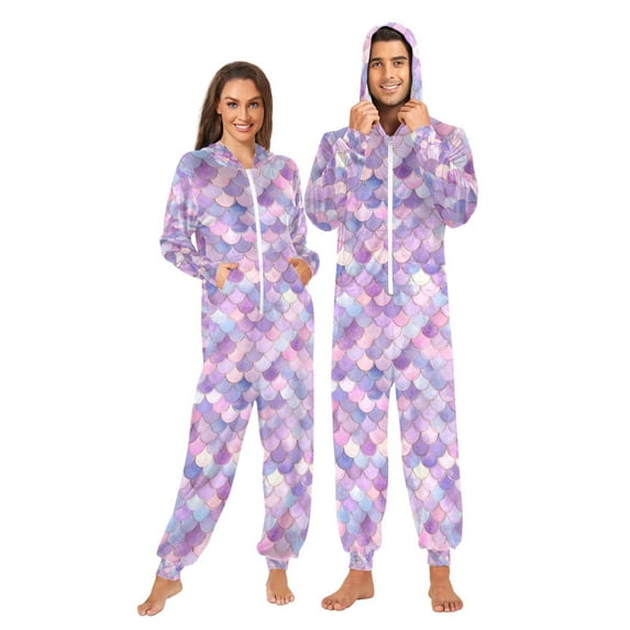 Adult Christmas Onesie Scales Adult Zipper One-Piece Pajamas Unisex ...
