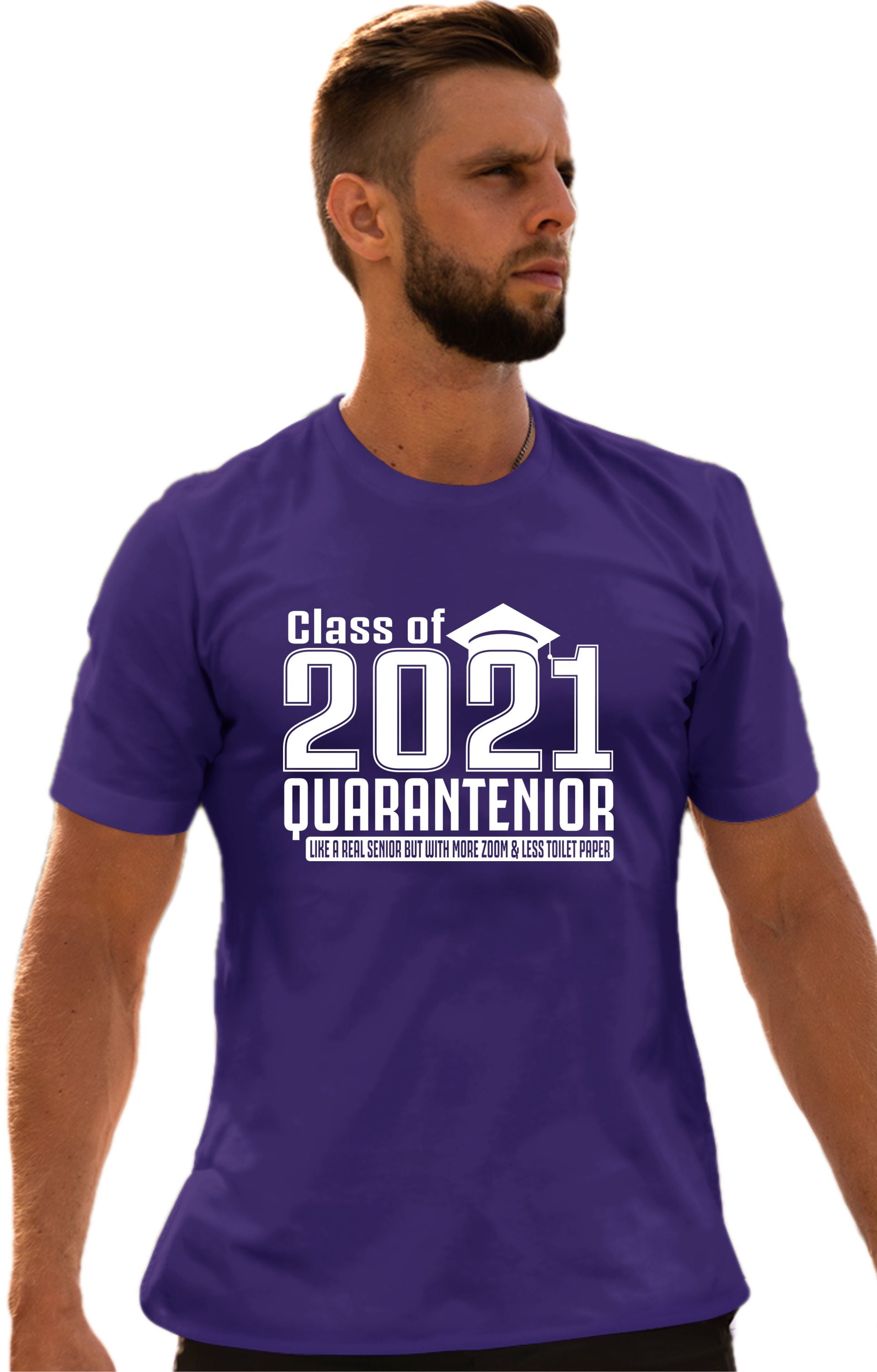 Adult Class Of 2021 Quarantenior Funny Graduate Quarantine T-Shirt ...