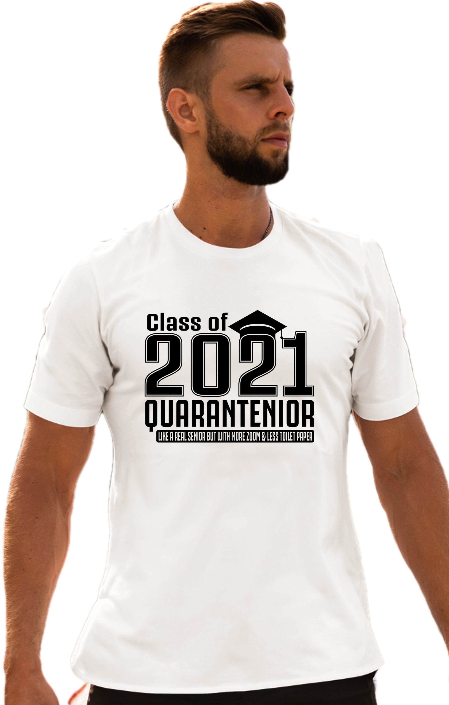 Adult Class Of 2021 Quarantenior Funny Graduate Quarantine T-Shirt ...