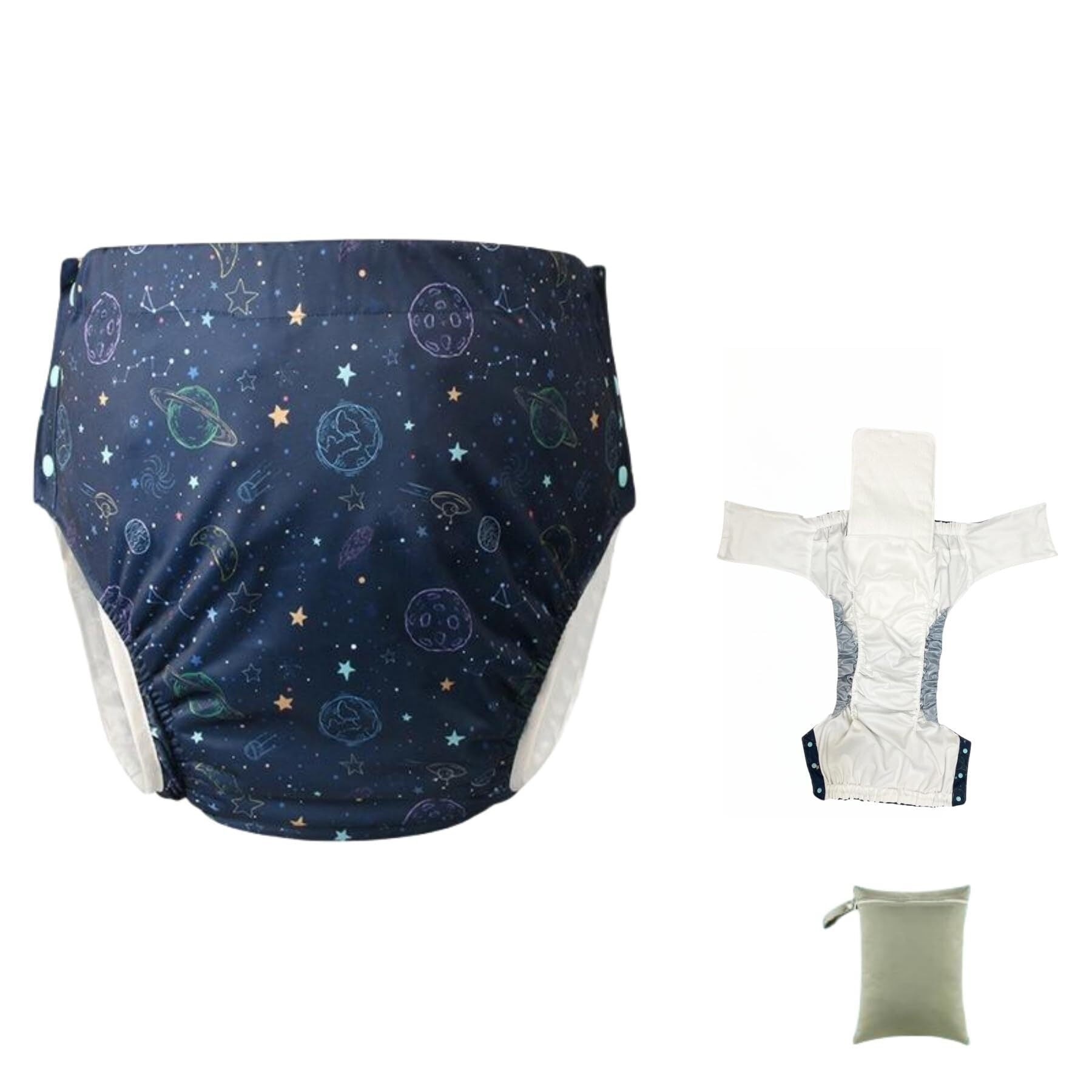Adult Cloth Diapers,Adjustable Incontinence Diaper with Snaps,Leak ...