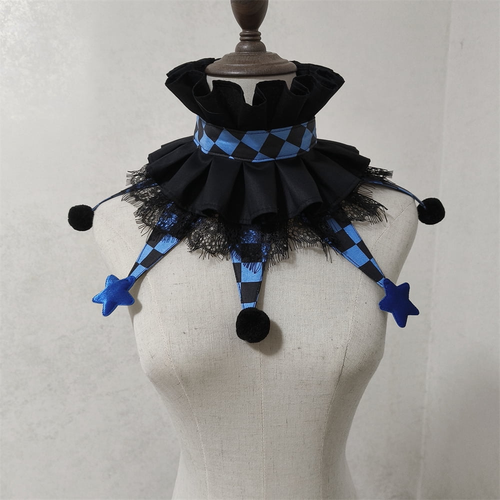 Adult Clown Collar Vintage Layered Ruffle Neck Collar Halloween Pointed ...