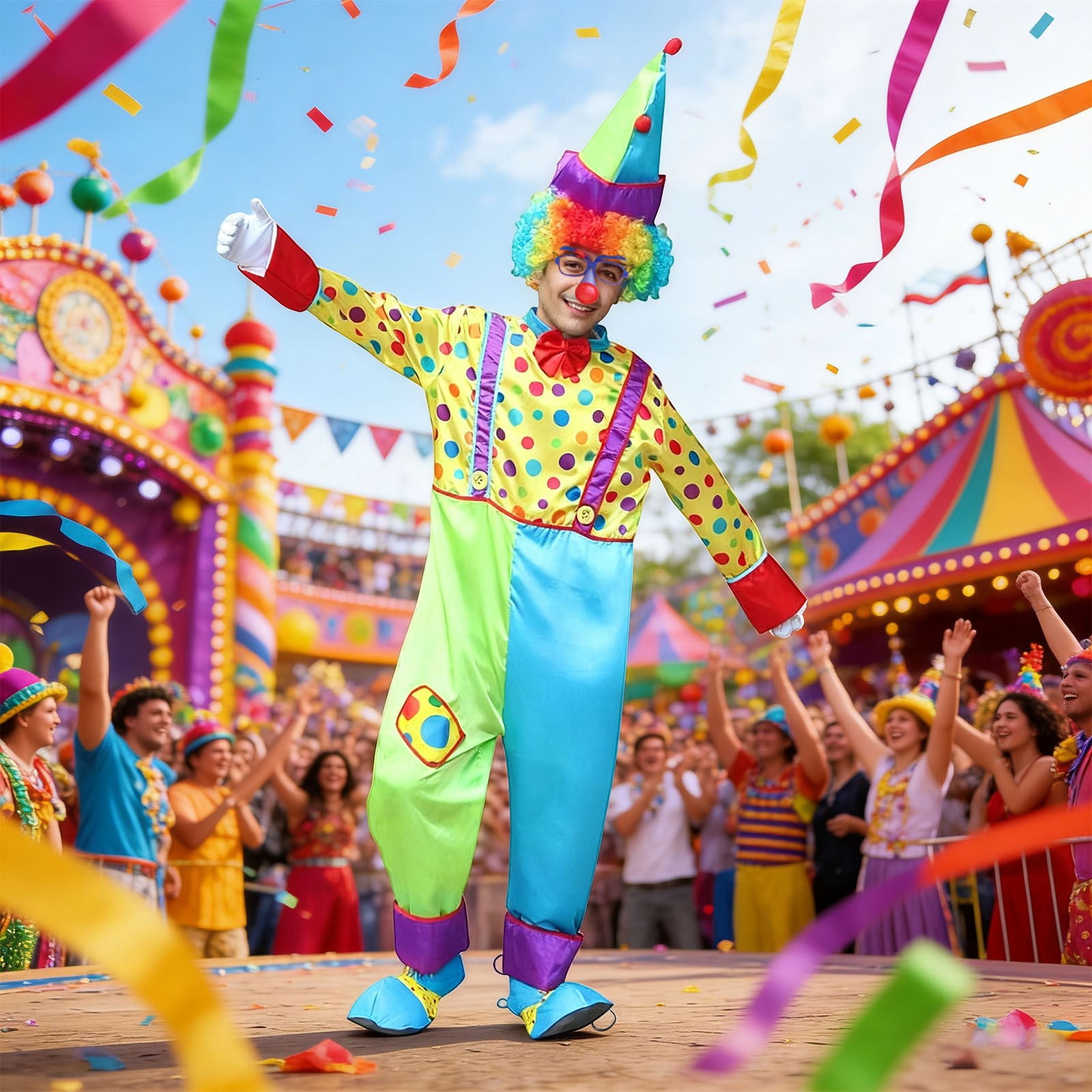 Adult Clown Dress Up Stage Performance Carnival Attire Fashion Outfits ...