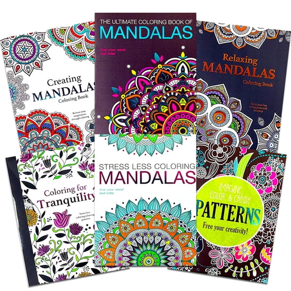 Crenstone Adult Coloring Books Set, 6 Books, 4 Mandalas, Patterns ...