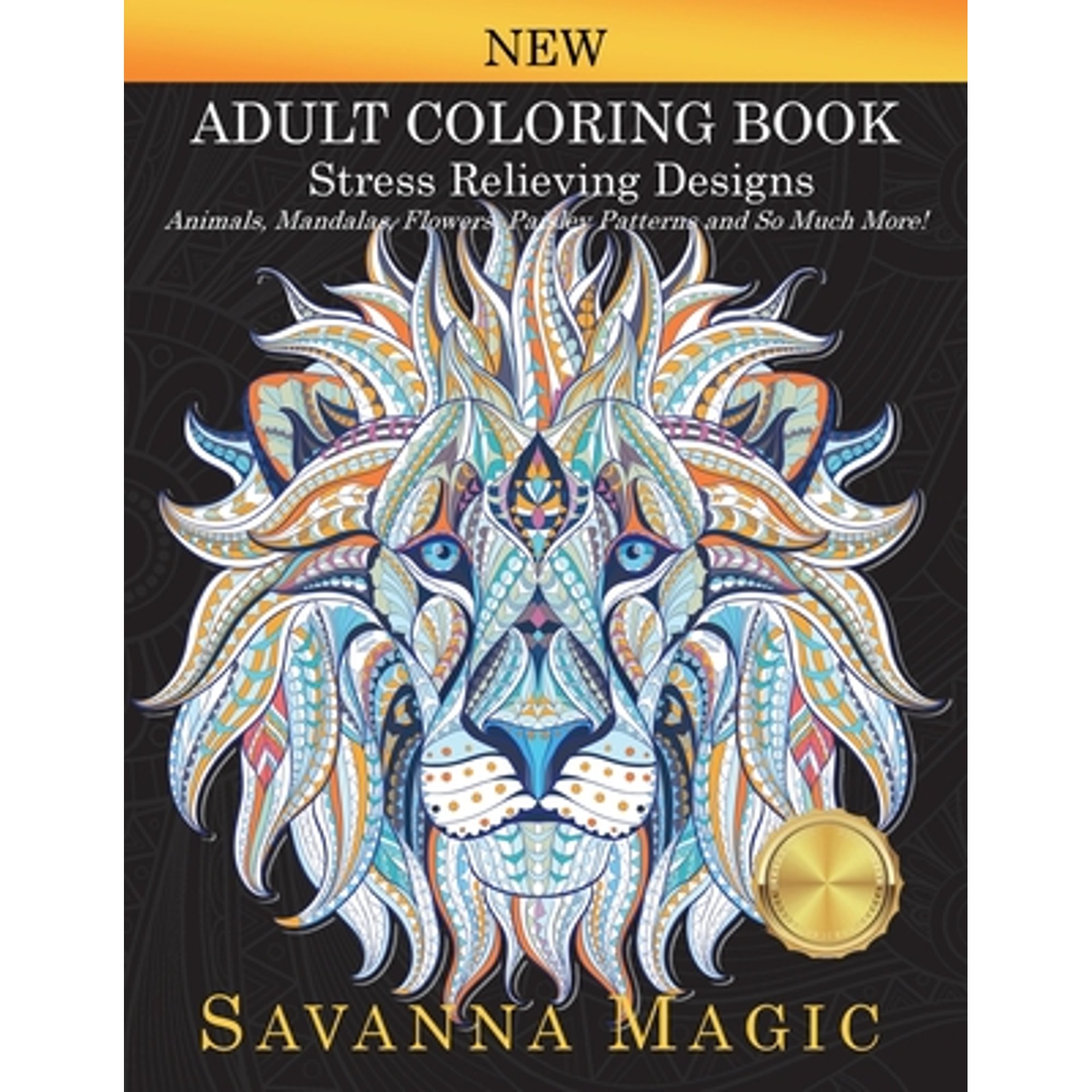 Pre-Owned Adult Coloring Book: Stress Relieving Designs Animals ...
