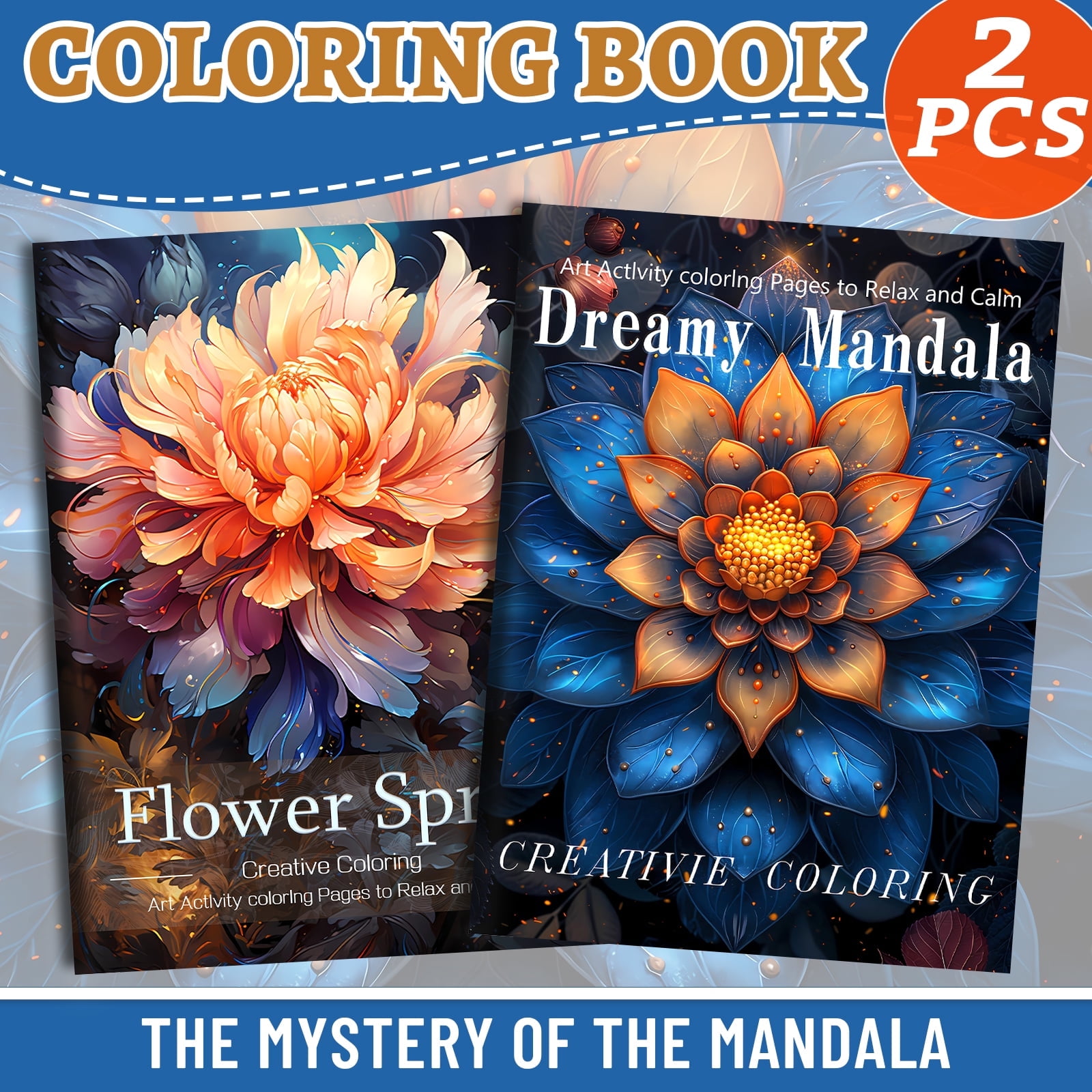 Adult Coloring Books 2-Pack: Enchanted Flower Sprites & Mandala Art ...