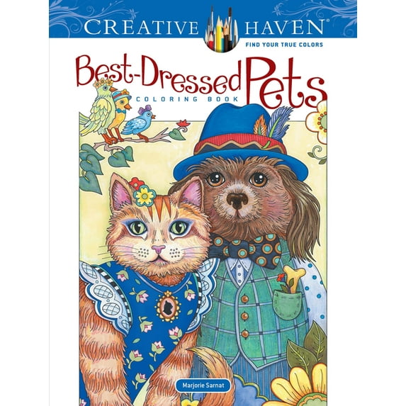 Adult Coloring Books: Pets Creative Haven Best-Dressed Pets Coloring ...