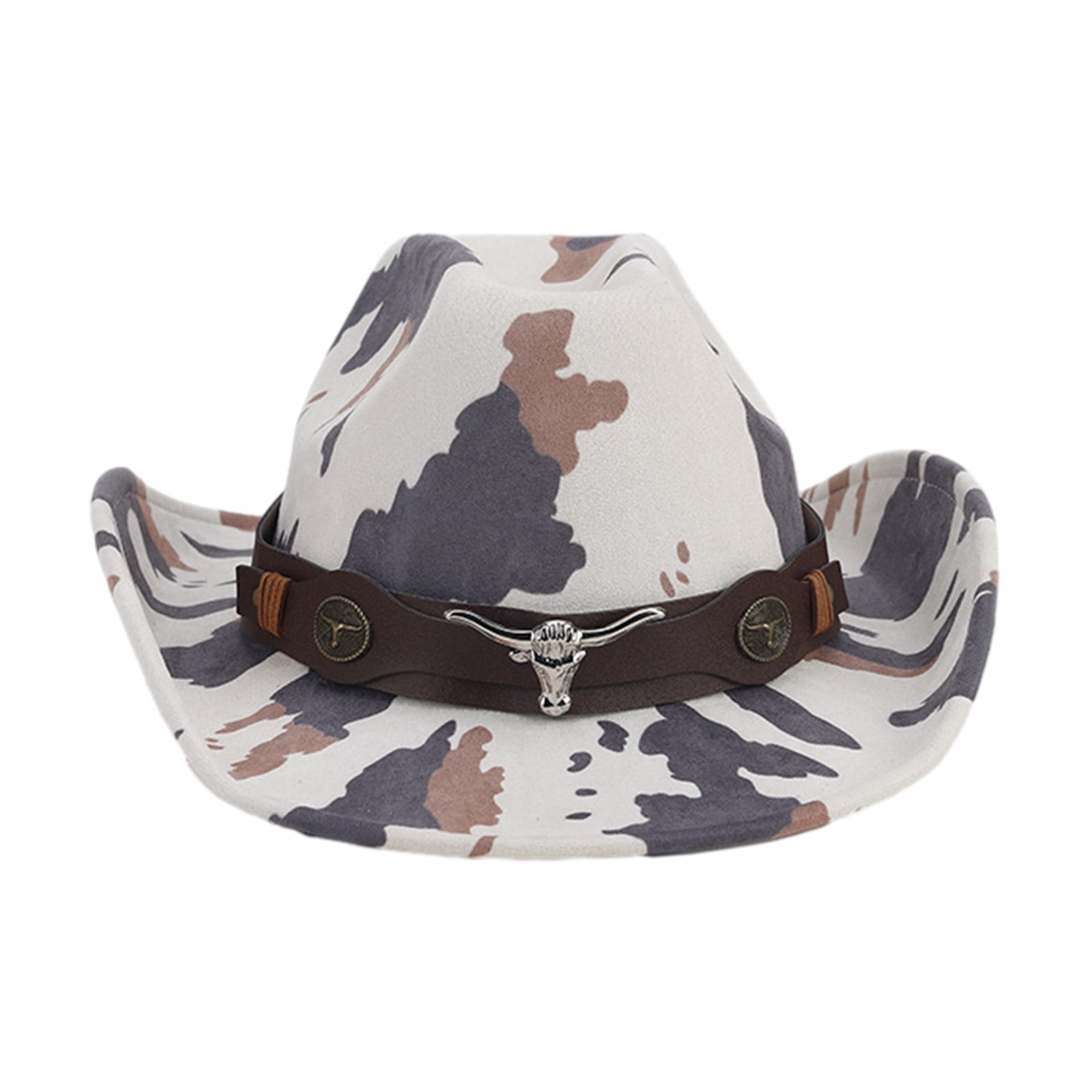 Adult Cowboy Hat with Cow Print Pattern for Woman Western Cowboy Hat ...