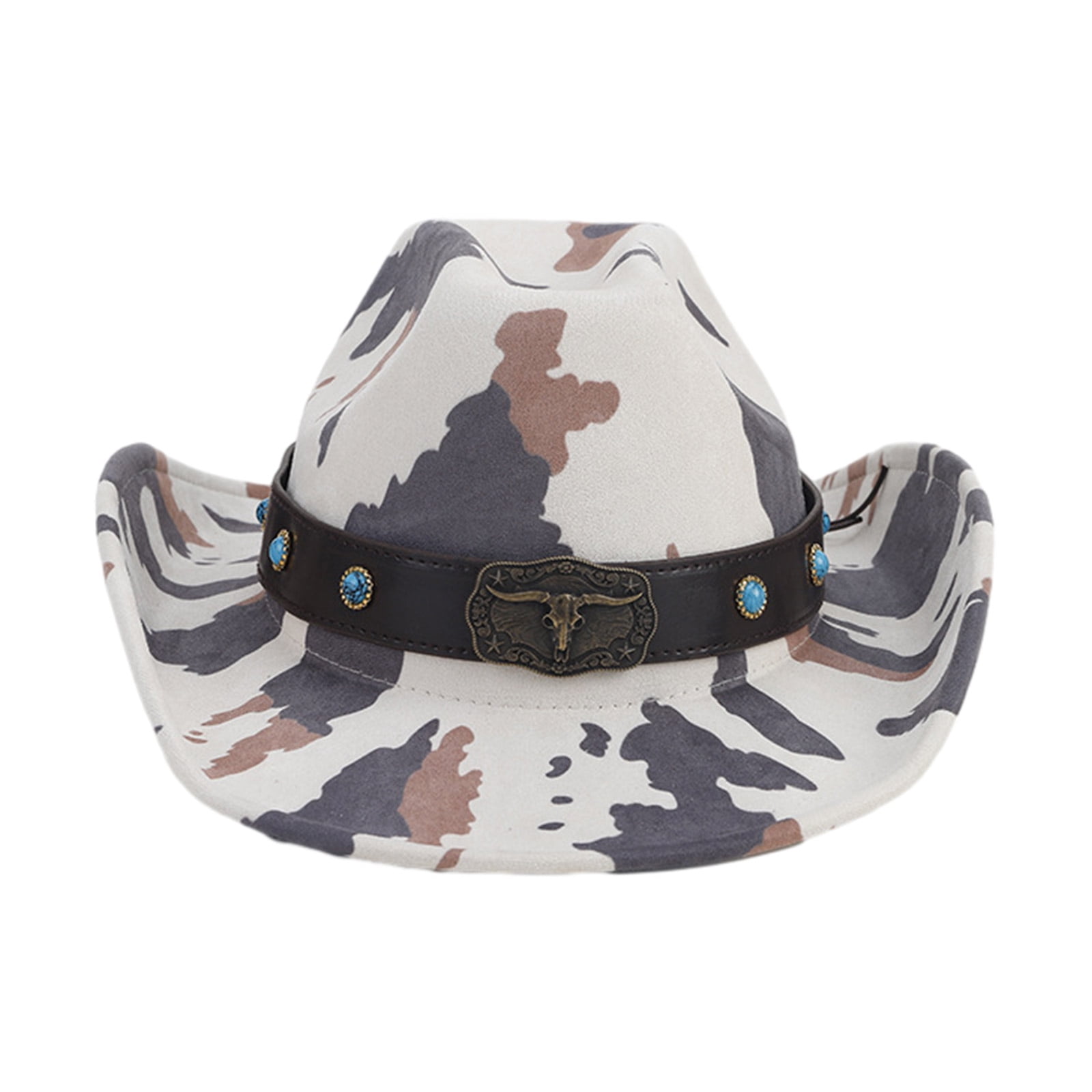 Adult Cowboy Hat with Cow Print Pattern for Woman Western Cowboy Hat ...
