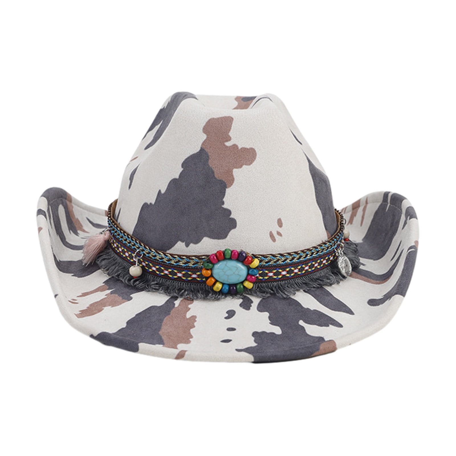 Adult Cowboy Hat with Cow Print Pattern for Woman Western Cowboy Hat ...