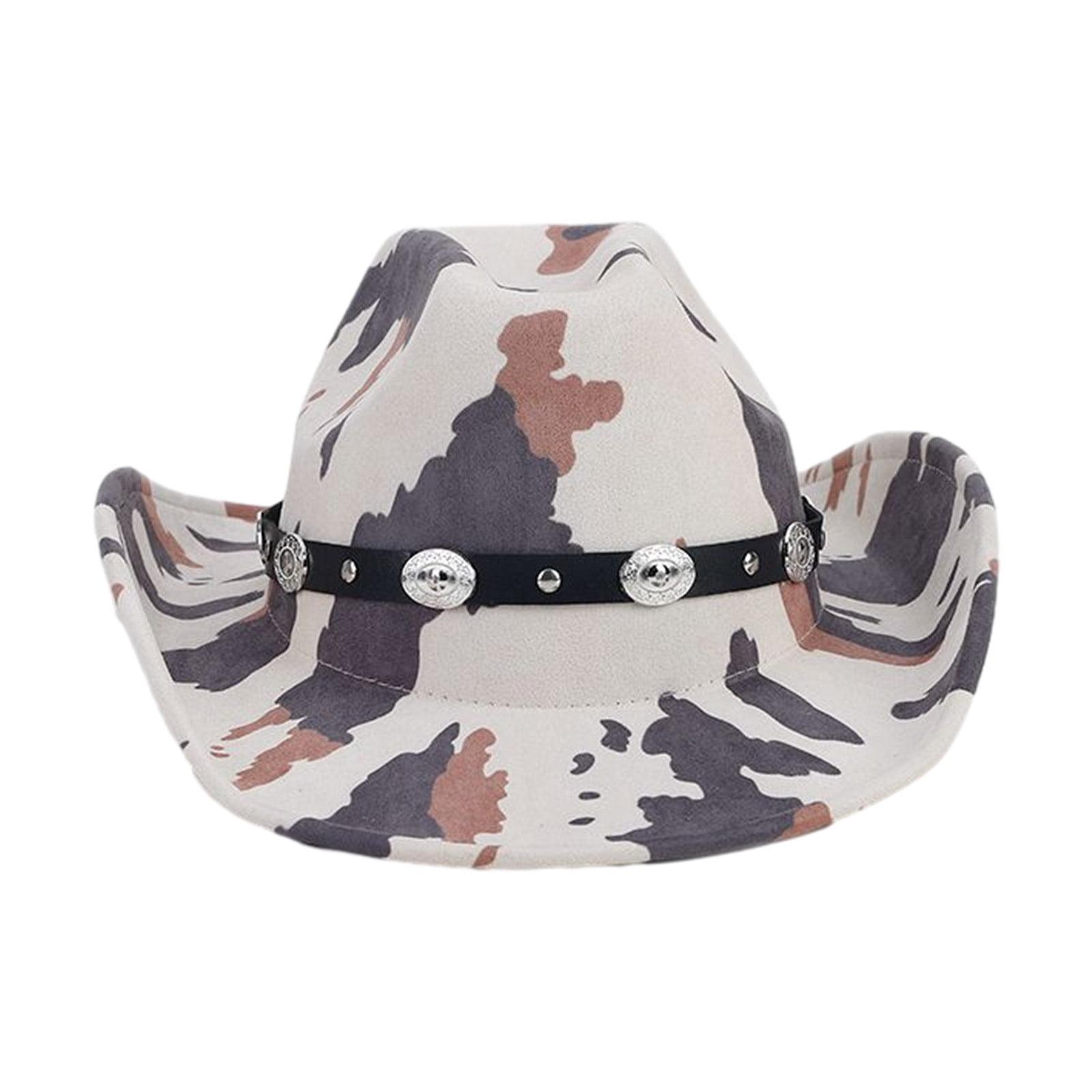 Adult Cowboy Hat with Cow Print Pattern for Woman Western Cowboy Hat ...