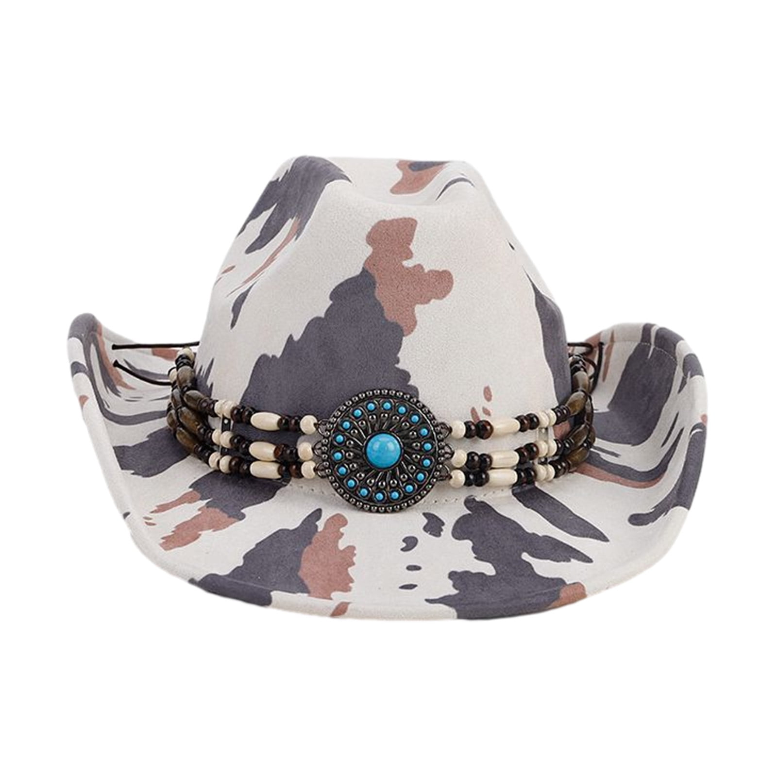 Adult Cowboy Hat with Cow Print Pattern for Woman Western Cowboy Hat ...