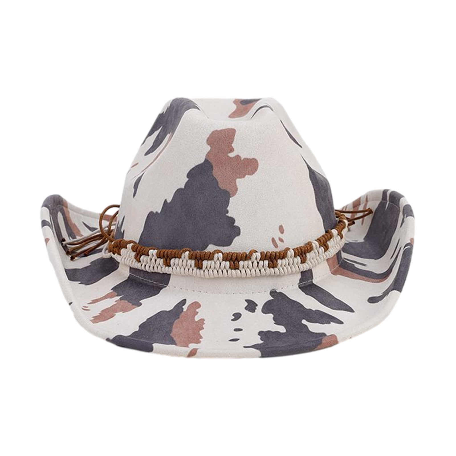 Adult Cowboy Hat with Cow Print Pattern for Woman Western Cowboy Hat ...