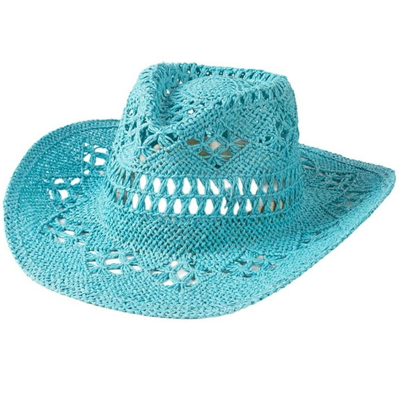 Adult Cowboy Hats Straw Weaving Hat Eye Catching Hollow out Cowgirl Hat ...
