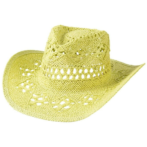Adult Cowboy Hats Straw Weaving Hat Eye Catching Hollow out Cowgirl Hat ...