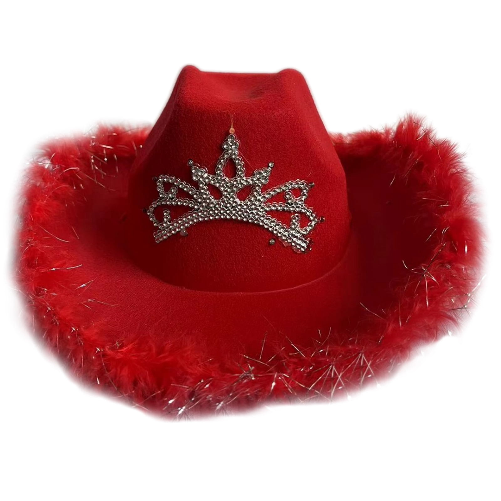Adult Cowboy Hats with Plush Trim Eye Catching Woman Cowgirl Hat Model ...