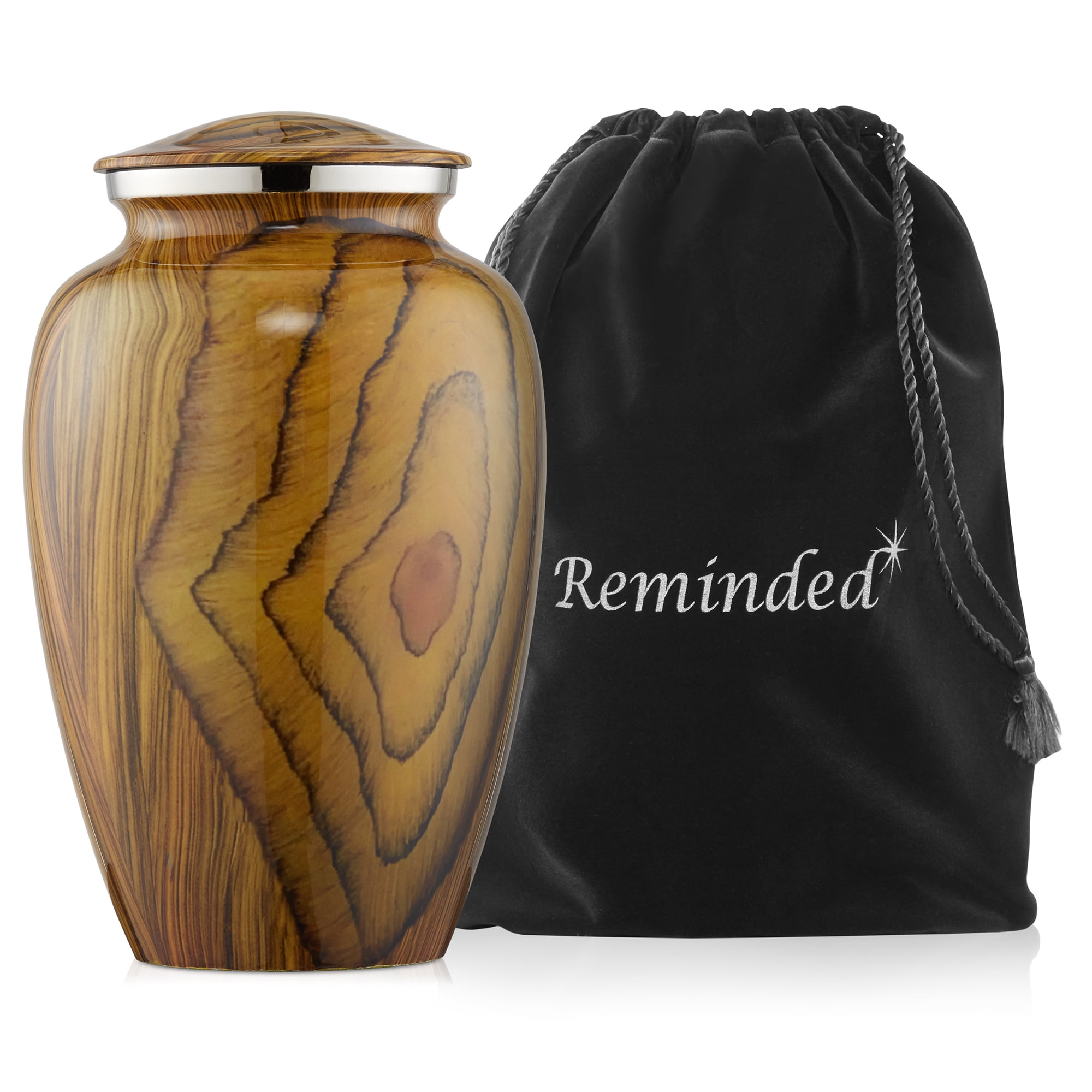 Reminded Adult Cremation Urn for Human Ashes, Teak Wood Grain Funeral ...