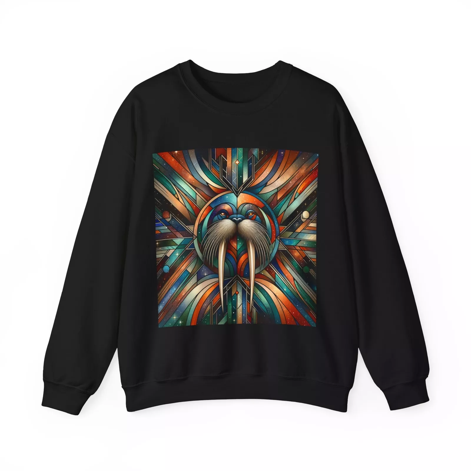 Adult Crewneck Sweatshirt Art Deco Cosmic Walrus Geometric Masterpiece Animal , Love graphic ...