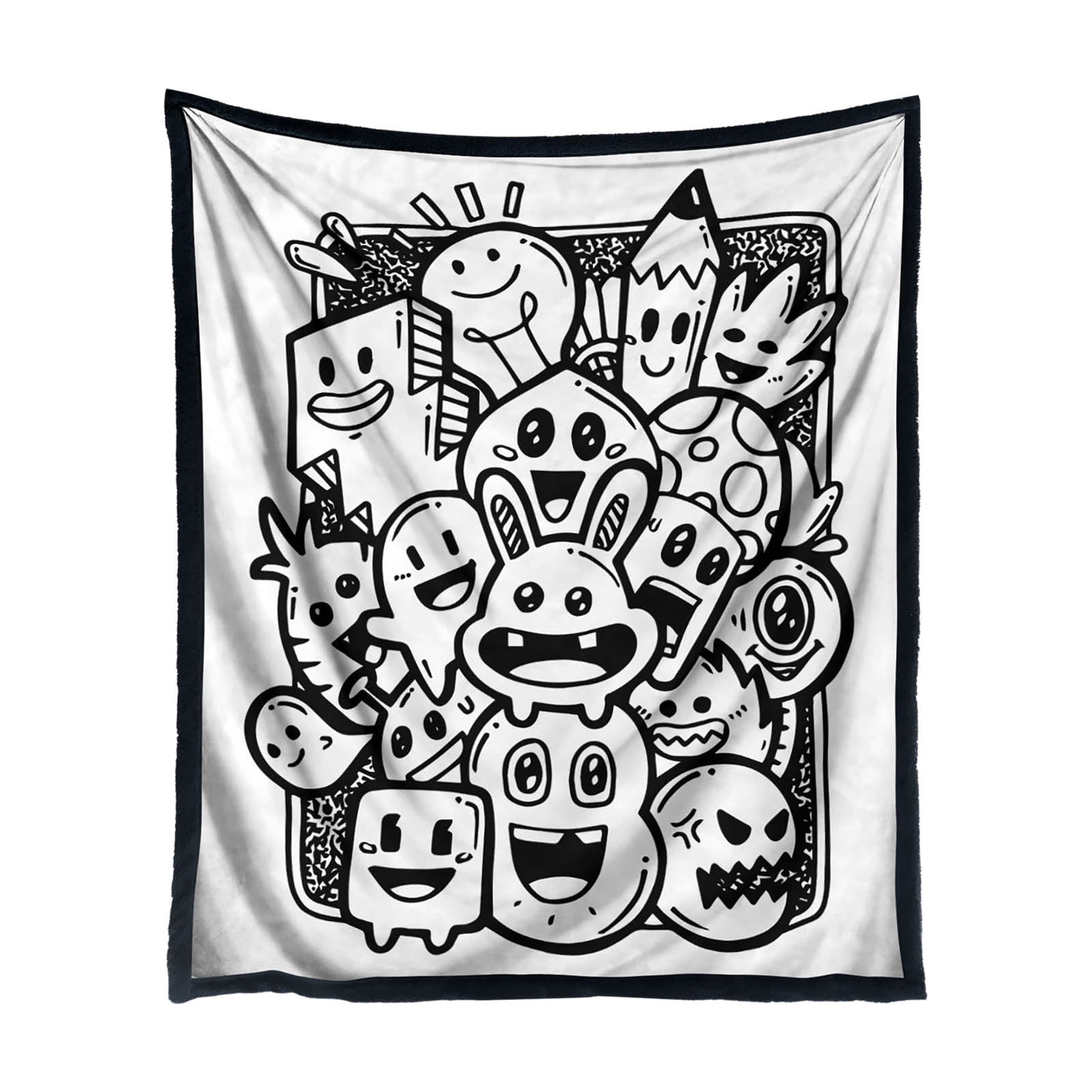 Adult Customizable DIY Coloring Mat Blanket, Happy Doodle Blank Canvas ...