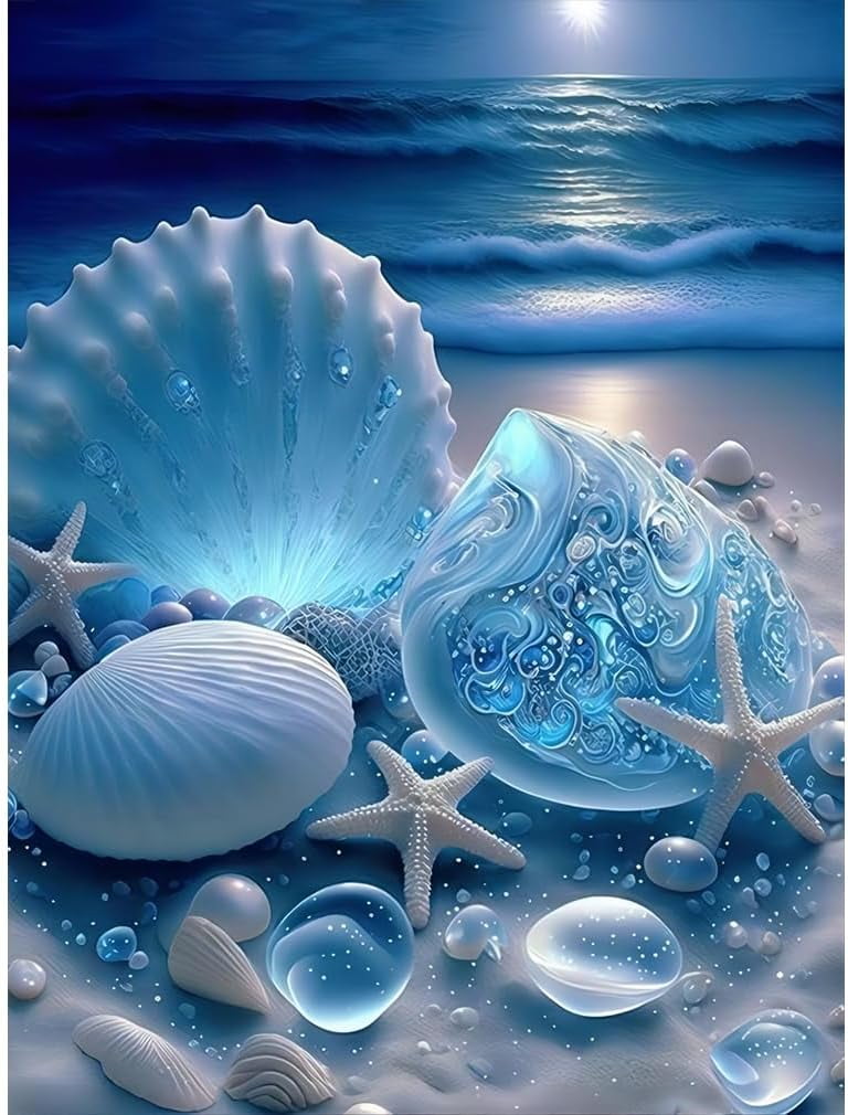 Adult DIY 5D Diamond Painting Set "Beach, Shell Gems" - Suitable for ...