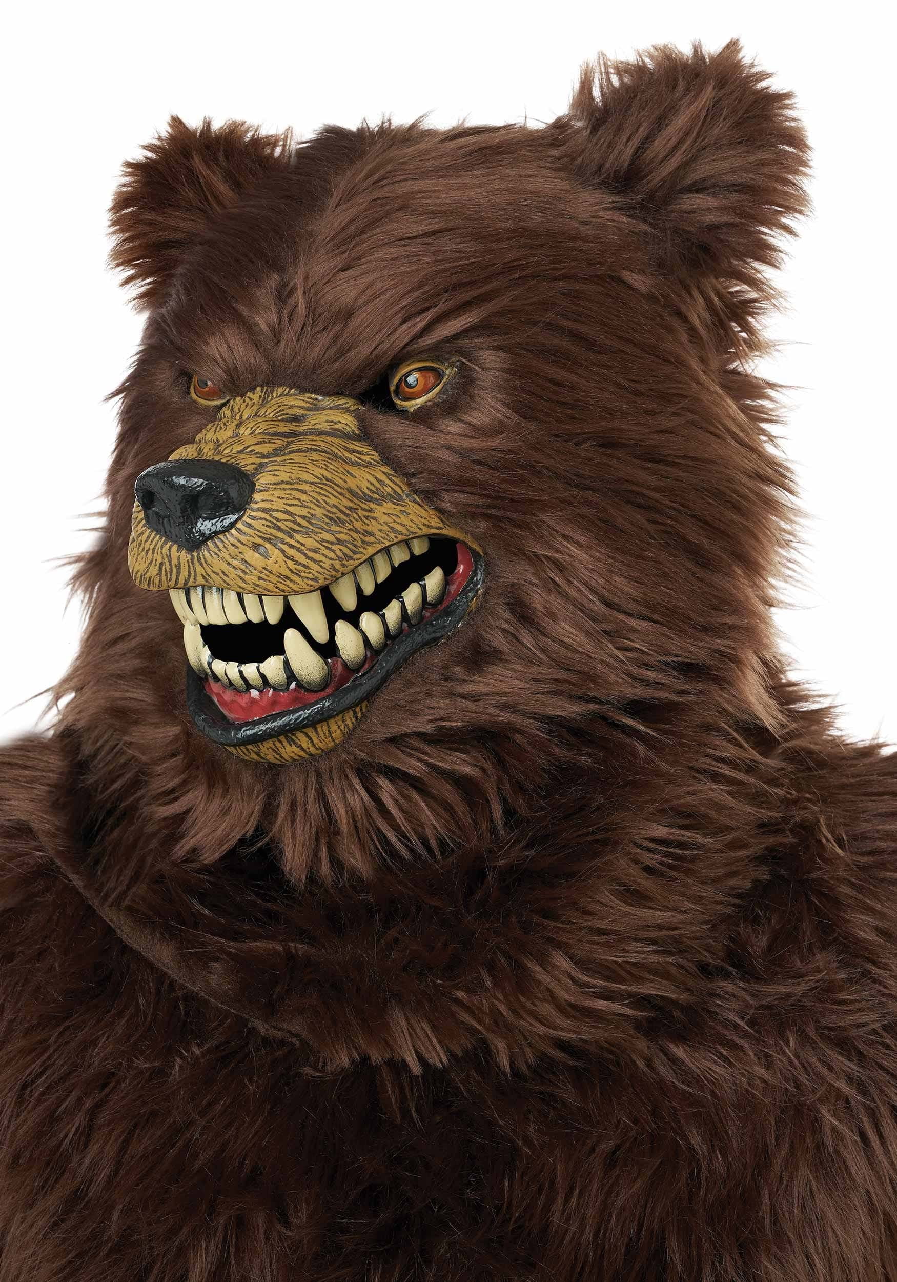 Adult Deluxe Grizzly Bear Costume with Ani-Motion Mask - Walmart ...