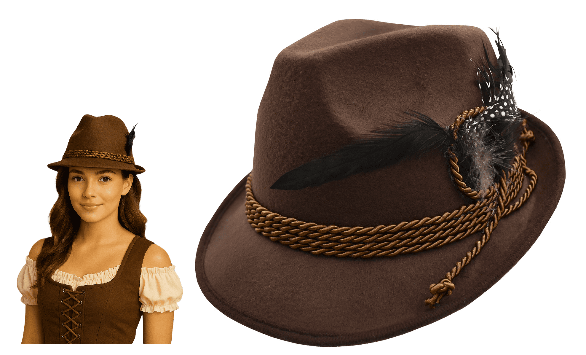 The Yodeler Deluxe Felt Oktoberfest Alpine Hat Adults German Tyrolean ...