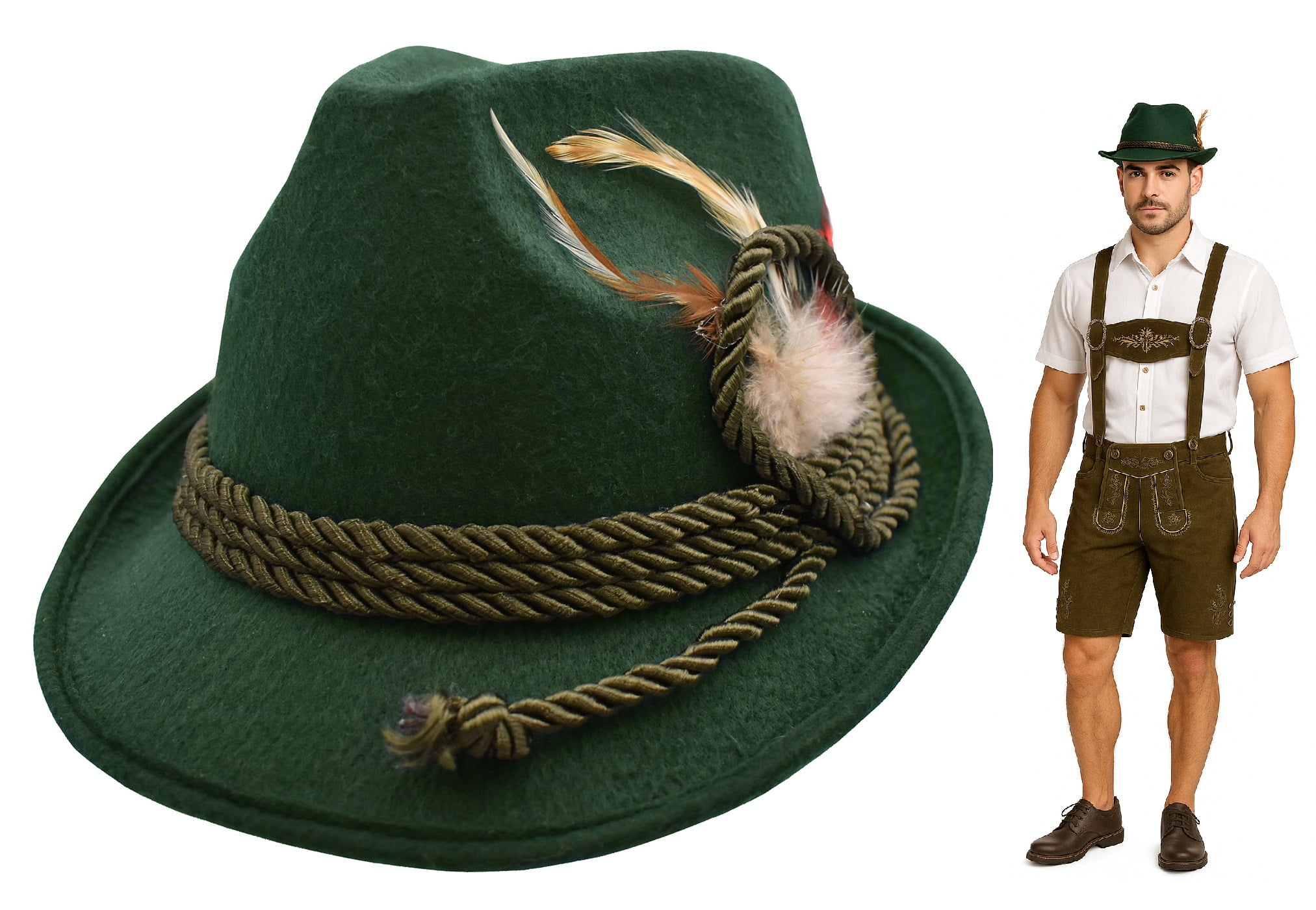 The Yodeler Deluxe Felt Oktoberfest Alpine Hat Adults German Tyrolean ...