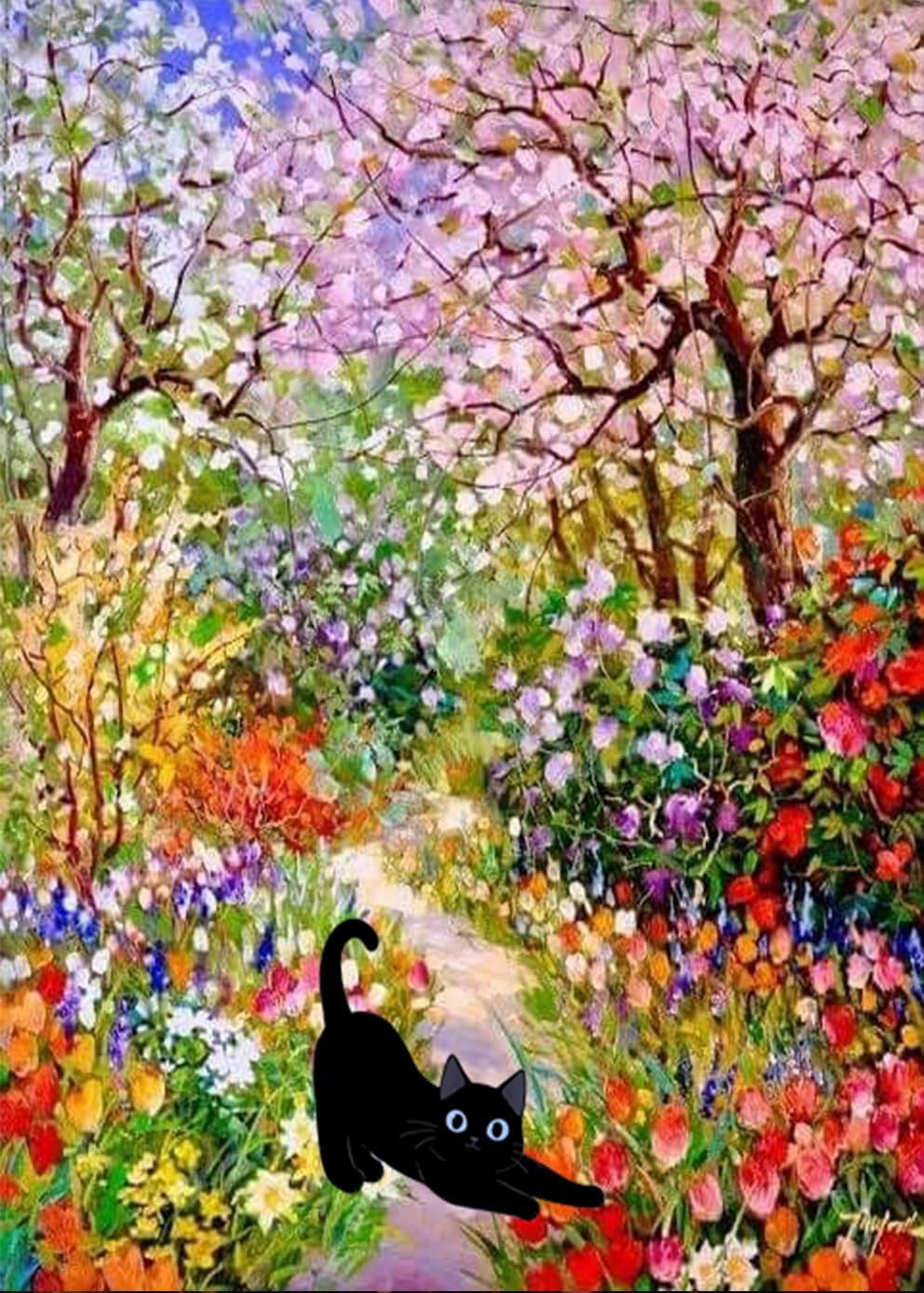 Adult Diamond Painting Set - 5D Diamond Art Set "Cat and Flower" for ...
