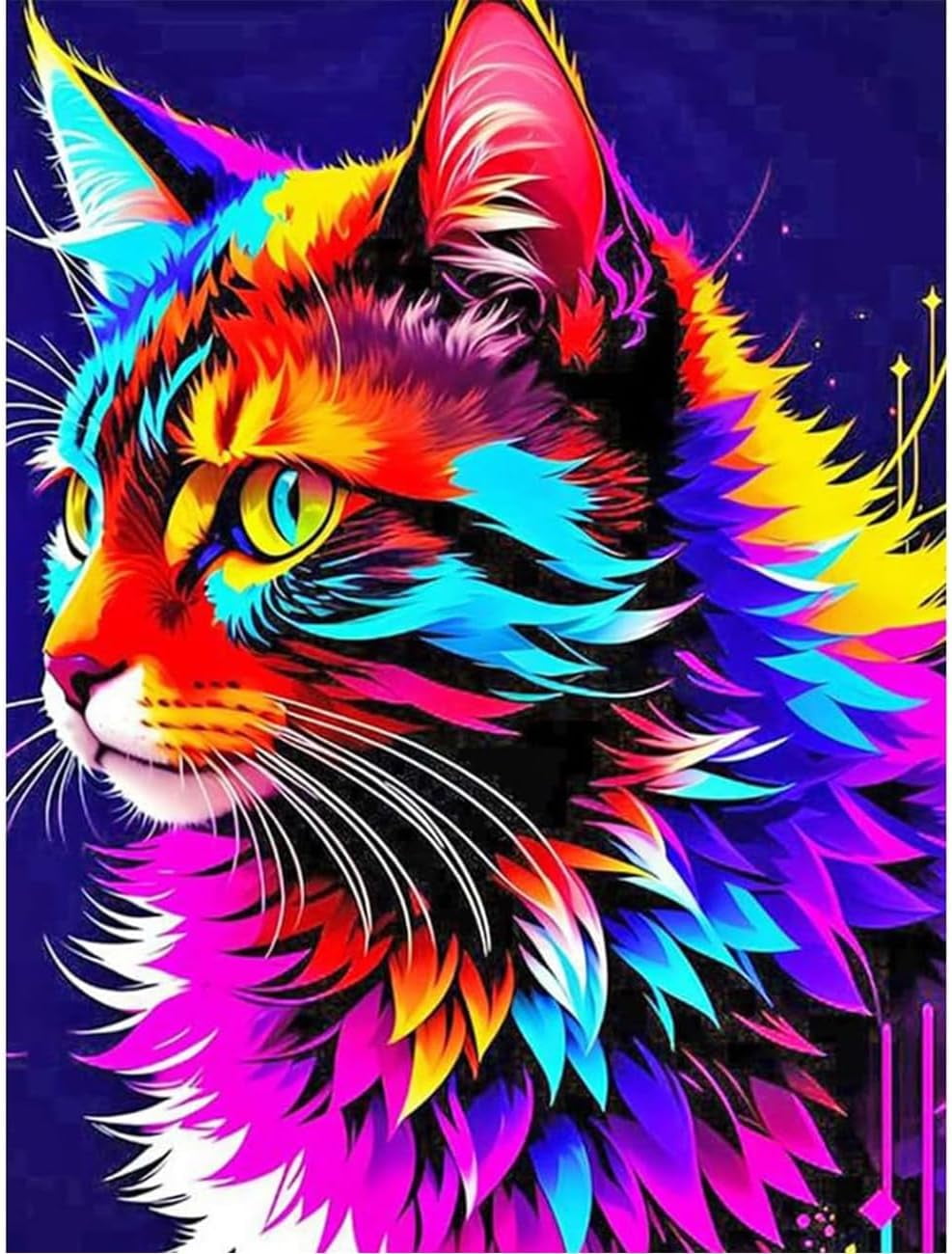 Adult Diamond Painting Set - 5D Diamond Art Set "Colorful Cat ...