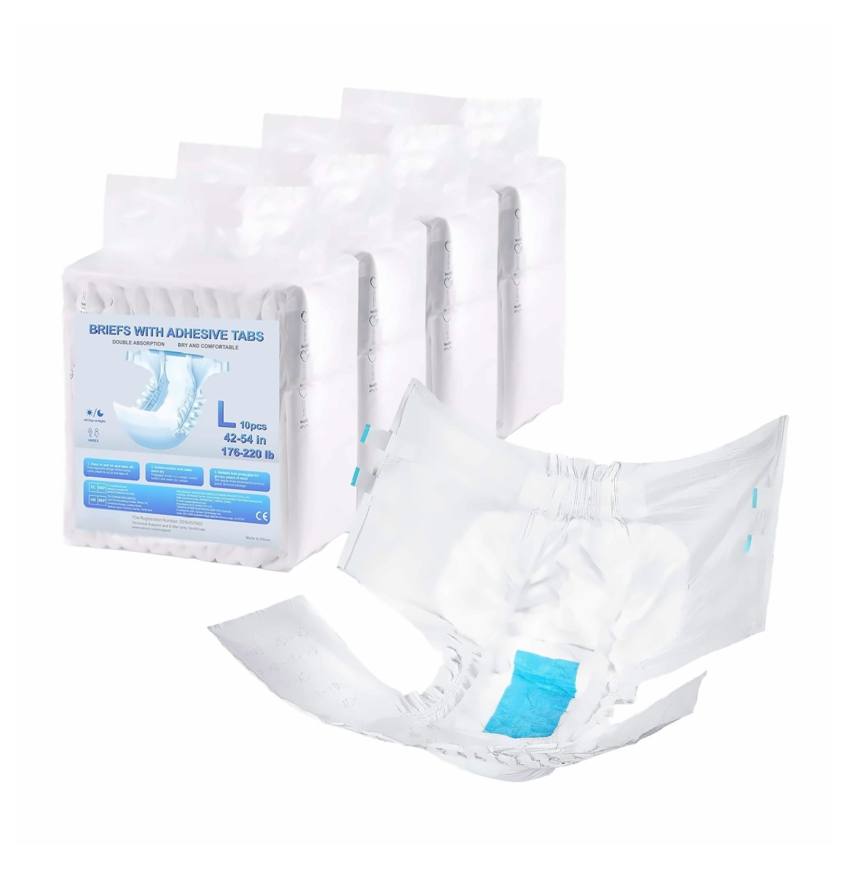 Adult Diapers with Tabs L Size - Incontinence Briefs for Men & Women ...