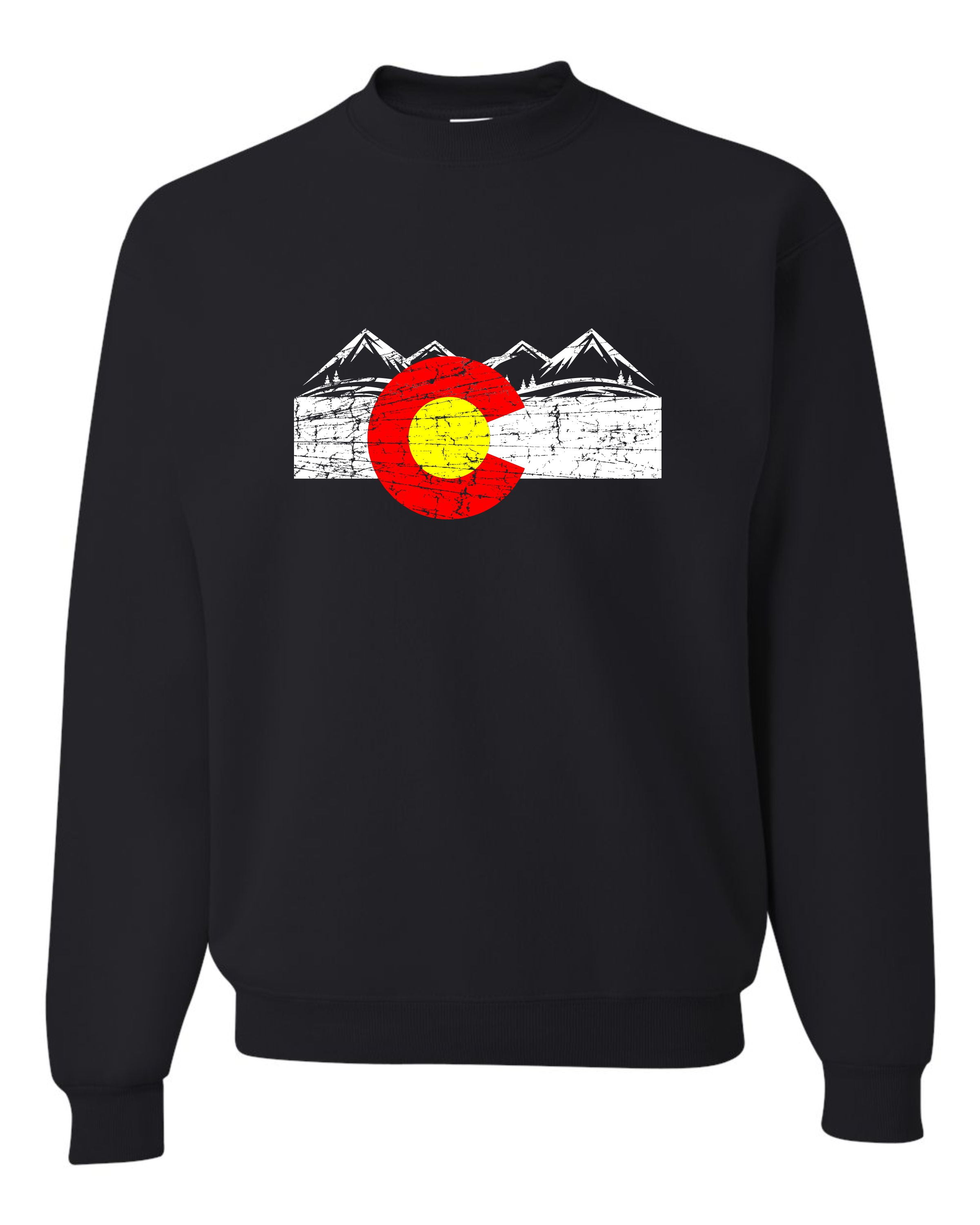 Adult Distressed Colorado Flag Rocky Mountains Sweatshirt Crewneck ...