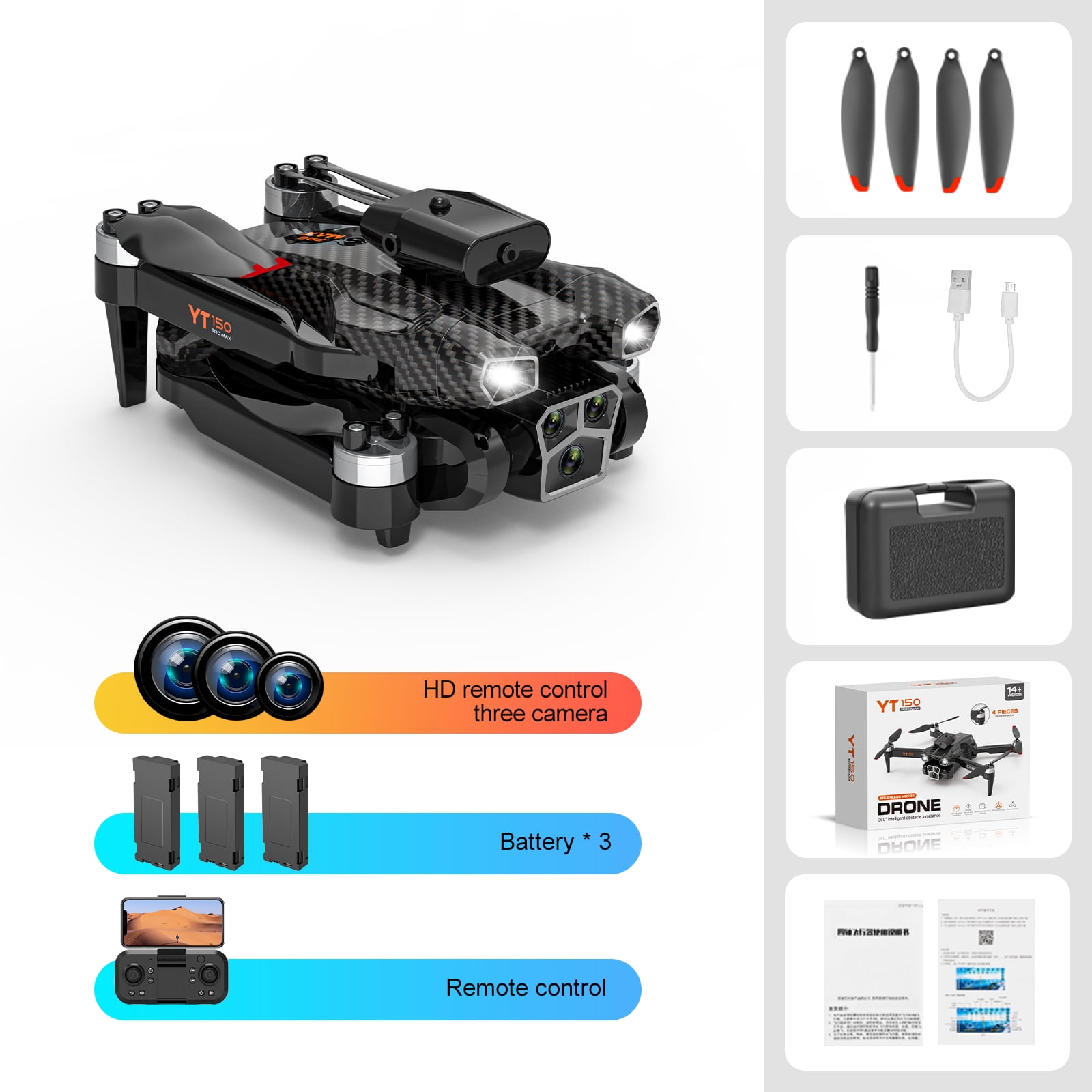 Adult Drone With HD 3 Cameras, Six-aAxis Gyro Aircraft, Suitable For ...