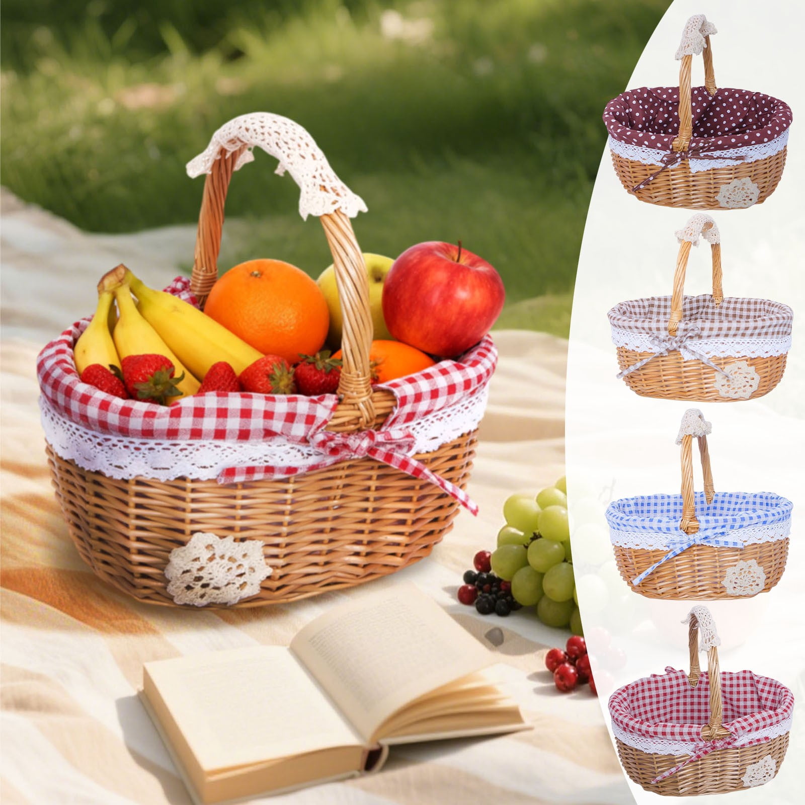 Adult Easter Basket, Picnic Basket, Handwoven Wicker Picnic Basket with ...