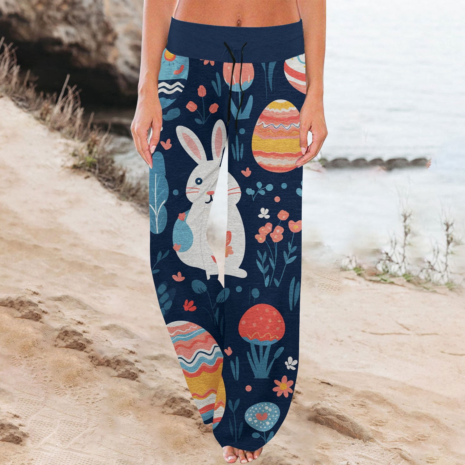 Adult Easter Pajamas Stretch Waist Drawstring Casual Pjs Funny Easter ...