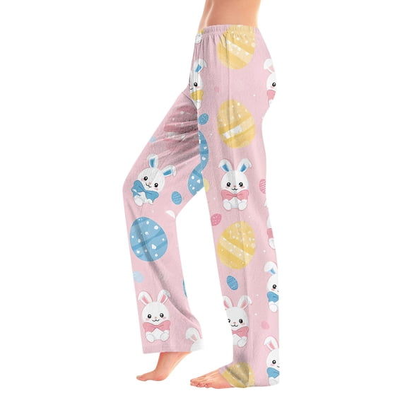 Adult Easter Pajamas Stretch Waist Wide Leg Spring Pjs Funny Bunny ...