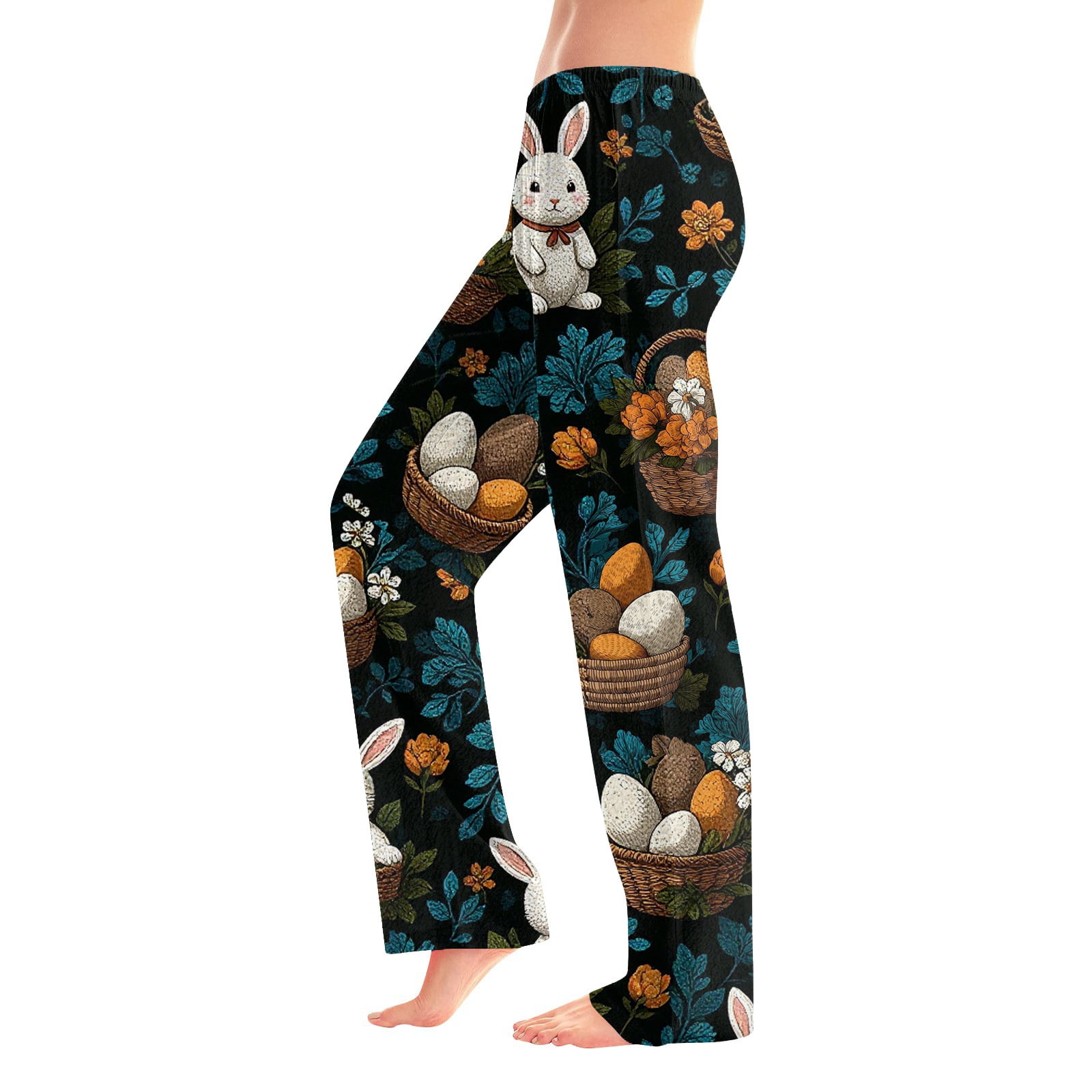 Adult Easter Pajamas Wide Leg Drawstring Casual Pjs Funny Easter Egg ...