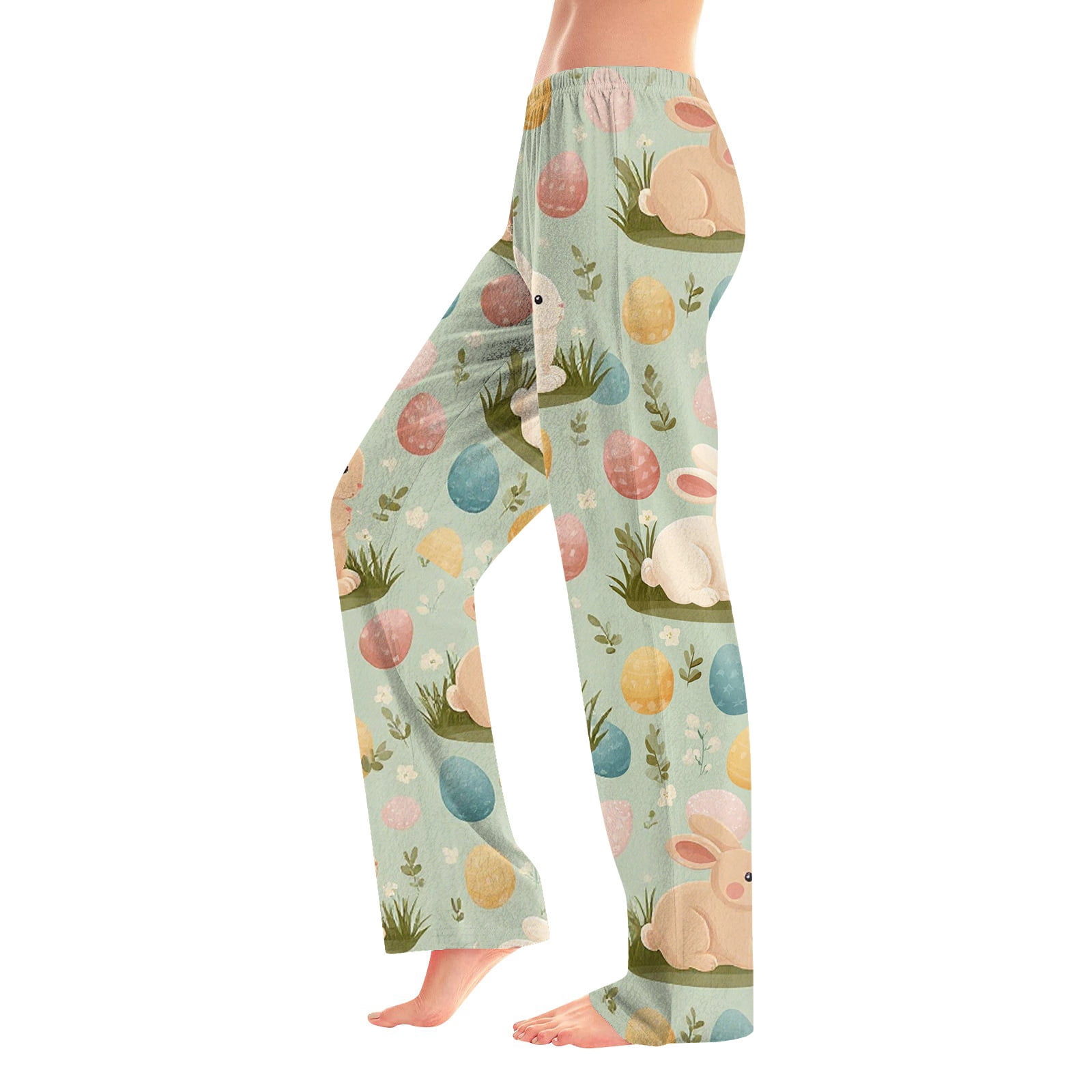 Adult Easter Pajamas Wide Leg Stretch Waist Spring Pjs Funny Bunny ...