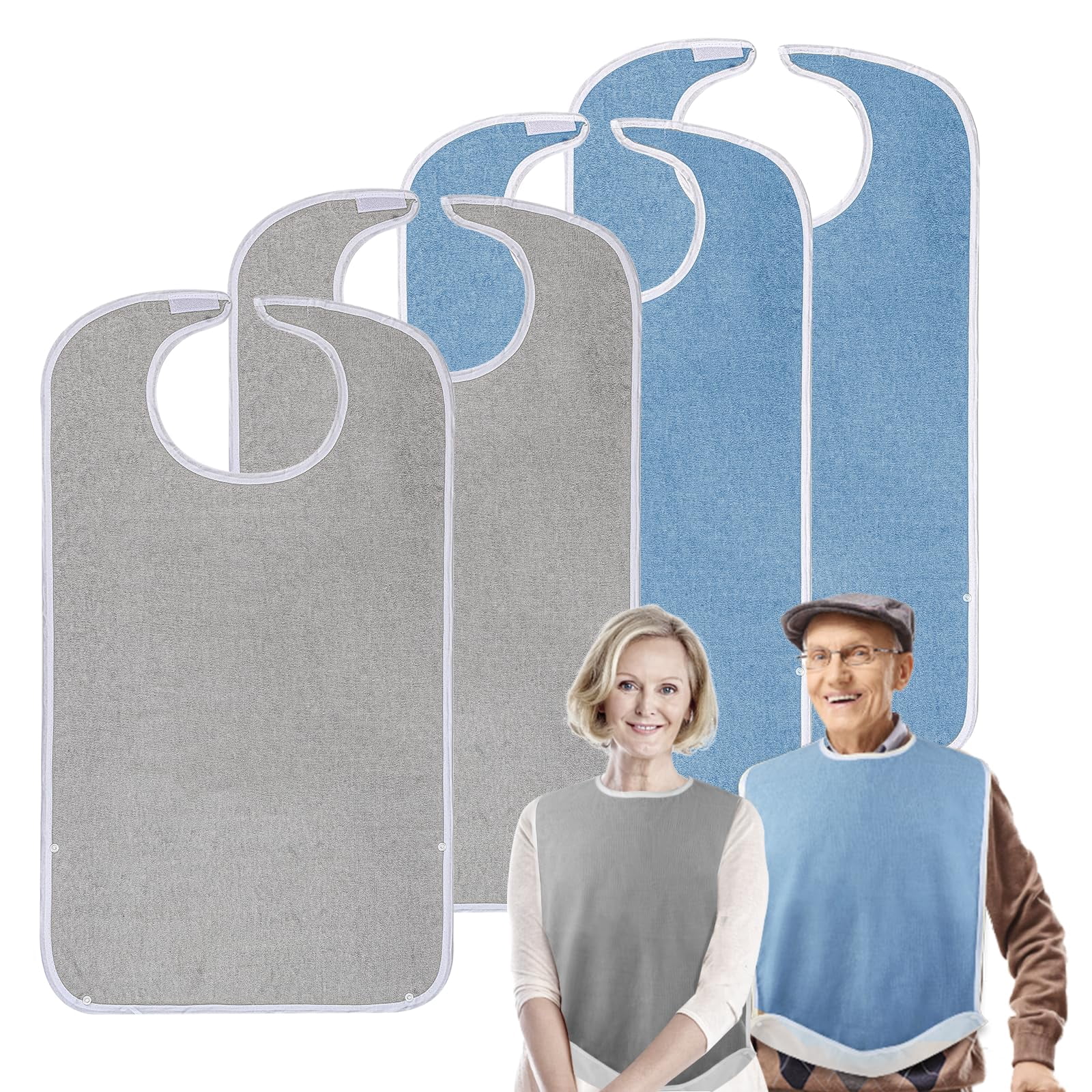 Adult Eating Bibs for Women/Men/Elderly, Washable Waterproof, with ...