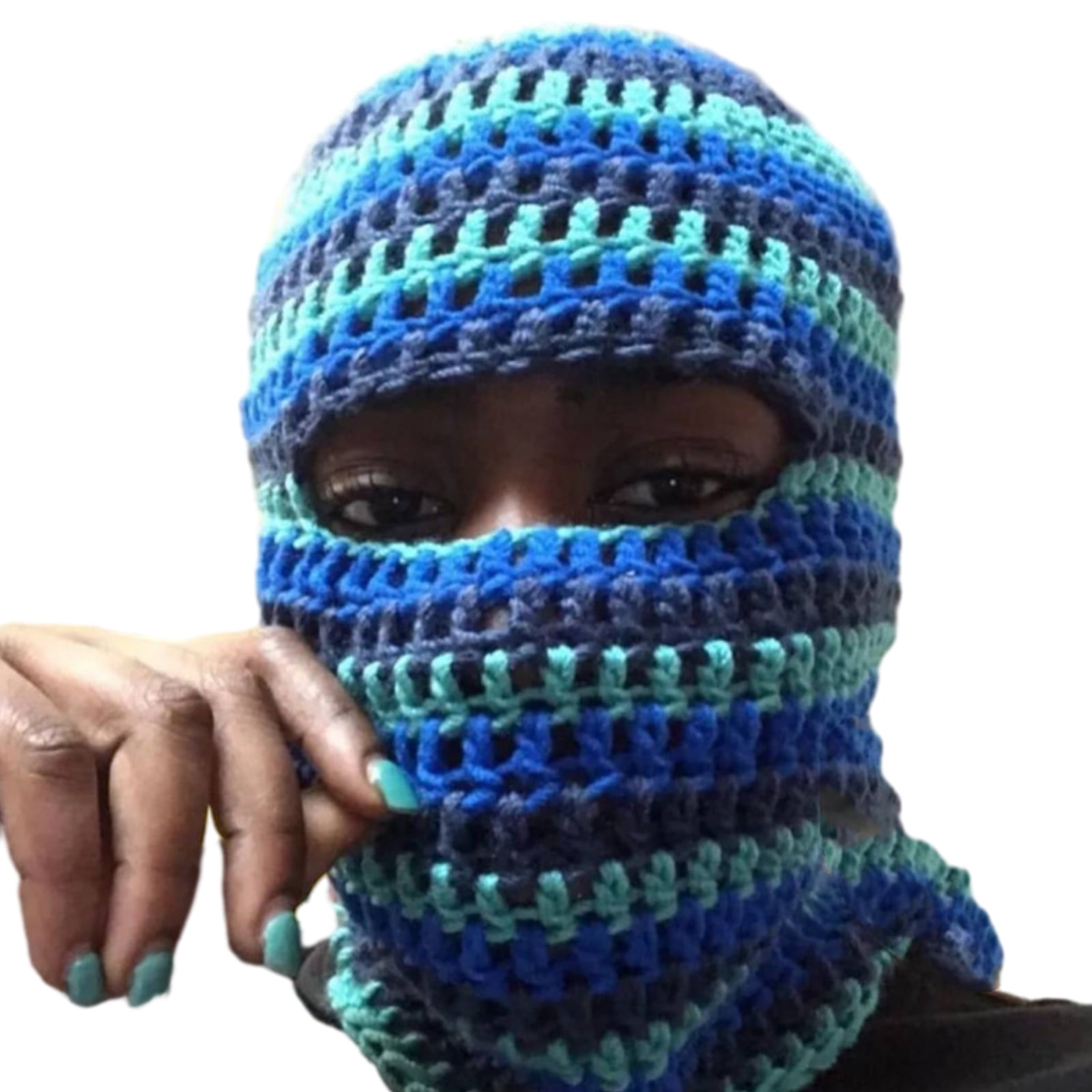 Adult Elastic Windproof Neck Protect Hat with Stripe Pattern Winter ...