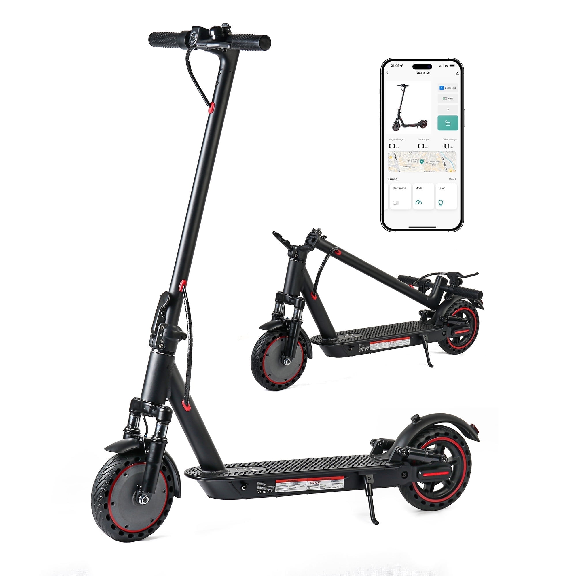 WQCJL Adult Electric Scooter 21miles E scooter Kick scooter 350W Motor ...