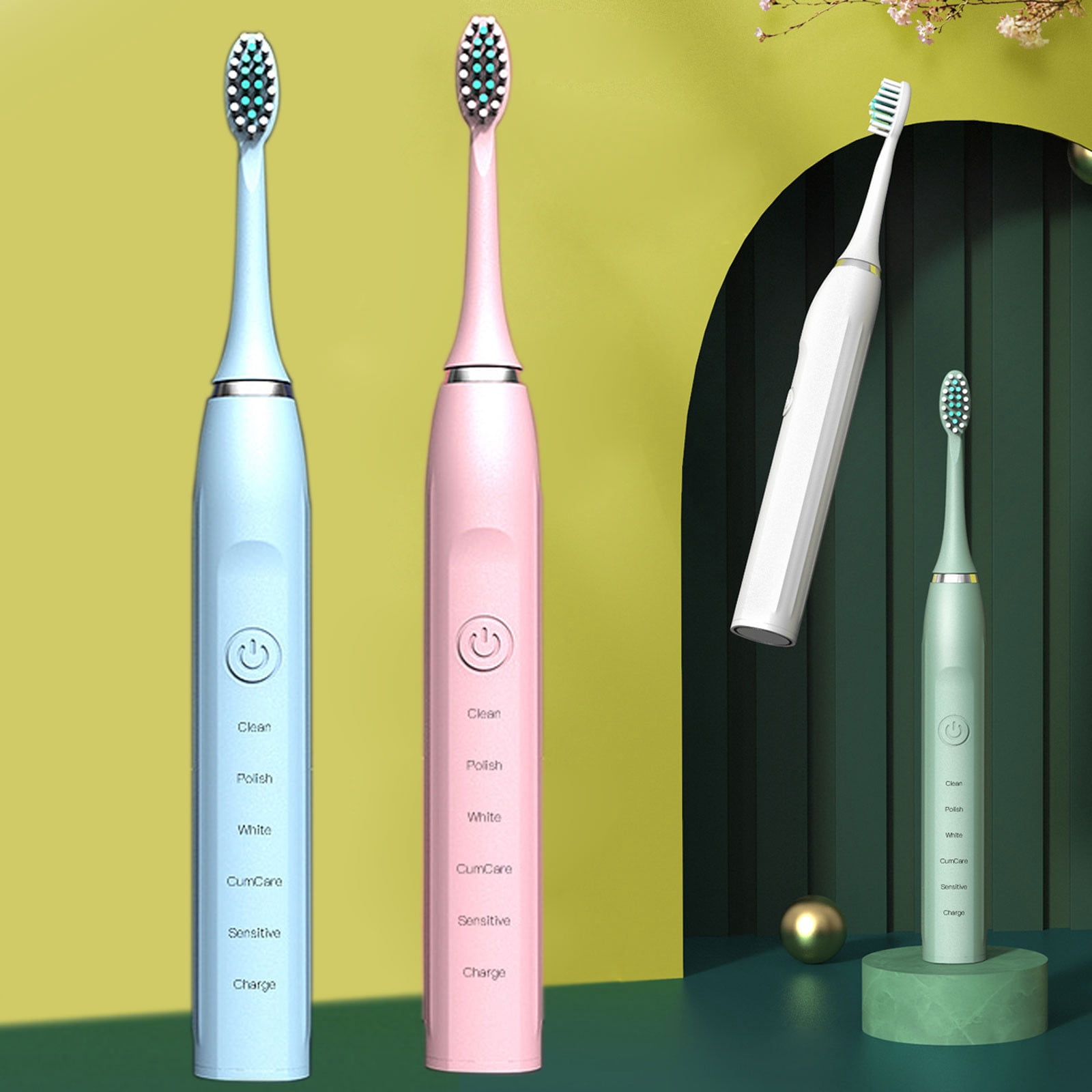 Adult Electric Toothbrush Set with 8 Replacement Brush Heads & Storage Box - 5 Cleaning Modes ...