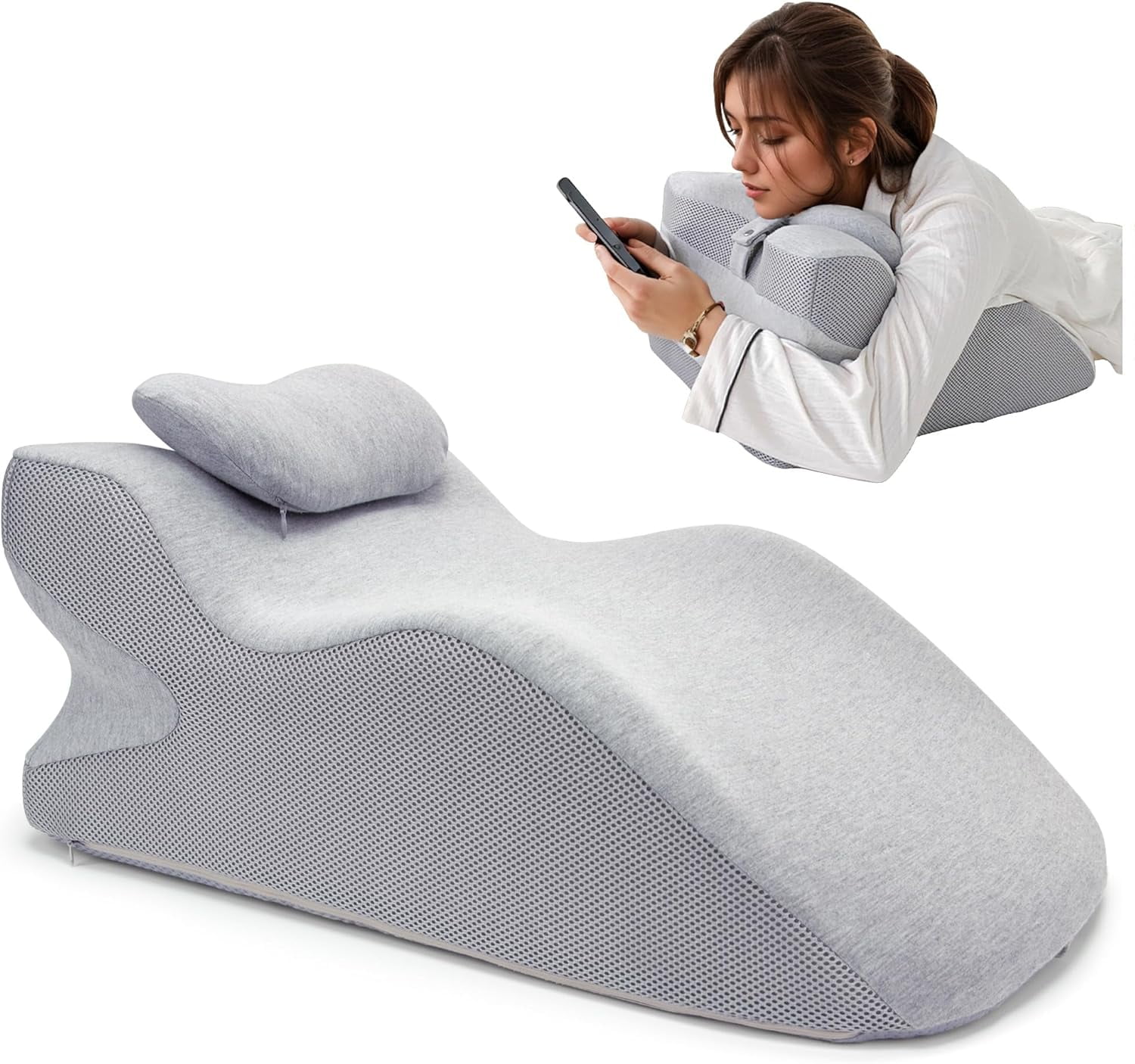 Adult Ergonomic Memory Foam Bed Triangle Wedge Pillow Headboard for Sitting up Back Neck Pain ...