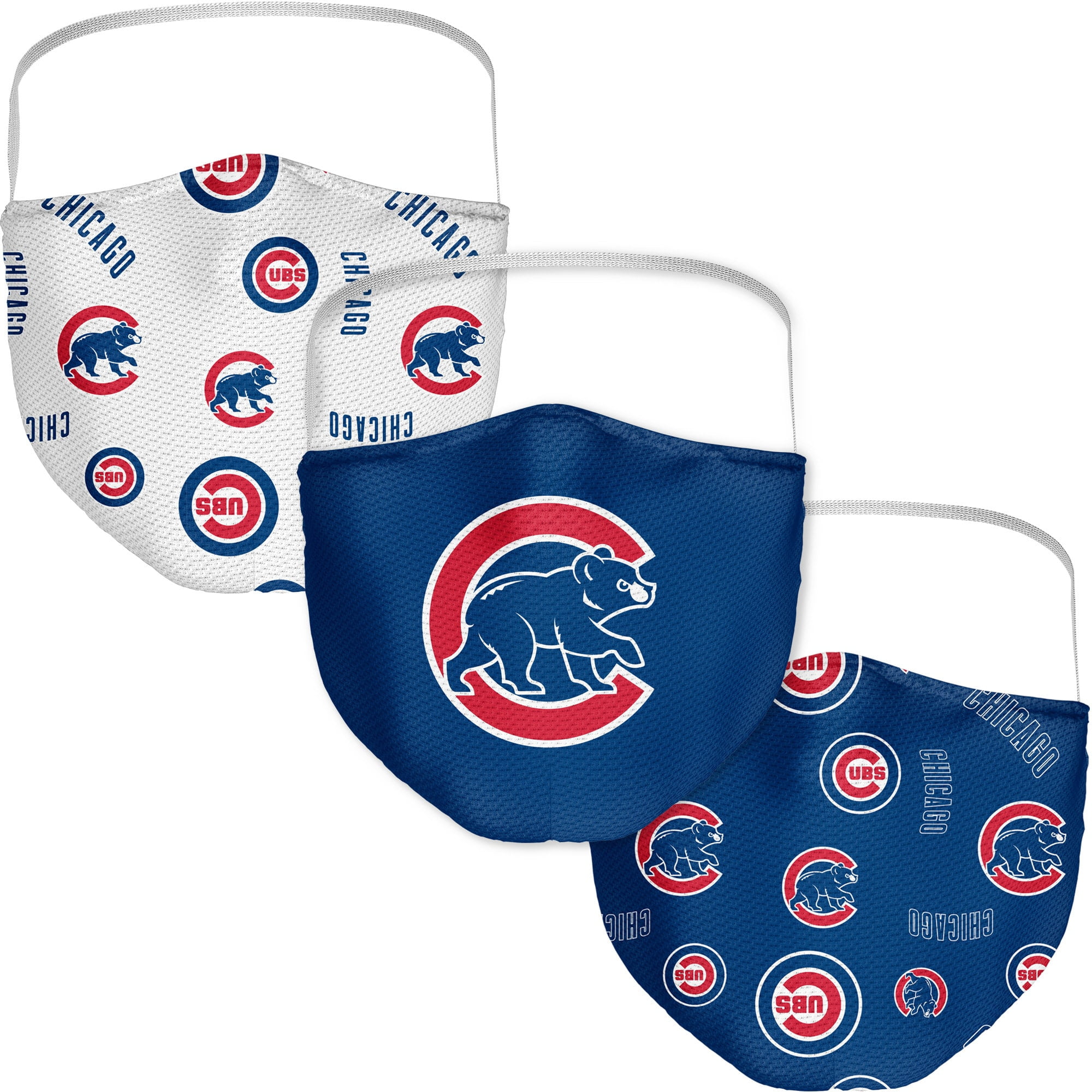 Adult Fanatics Branded Chicago Cubs All Over Logo Face Covering 3-Pack ...