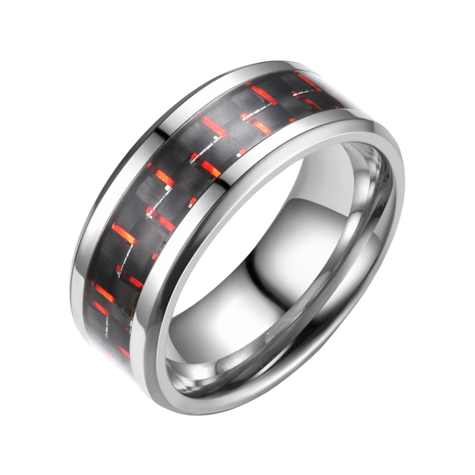 Adult Fashion New Three-color Carbon Fiber Couple Ring Titanium Steel ...