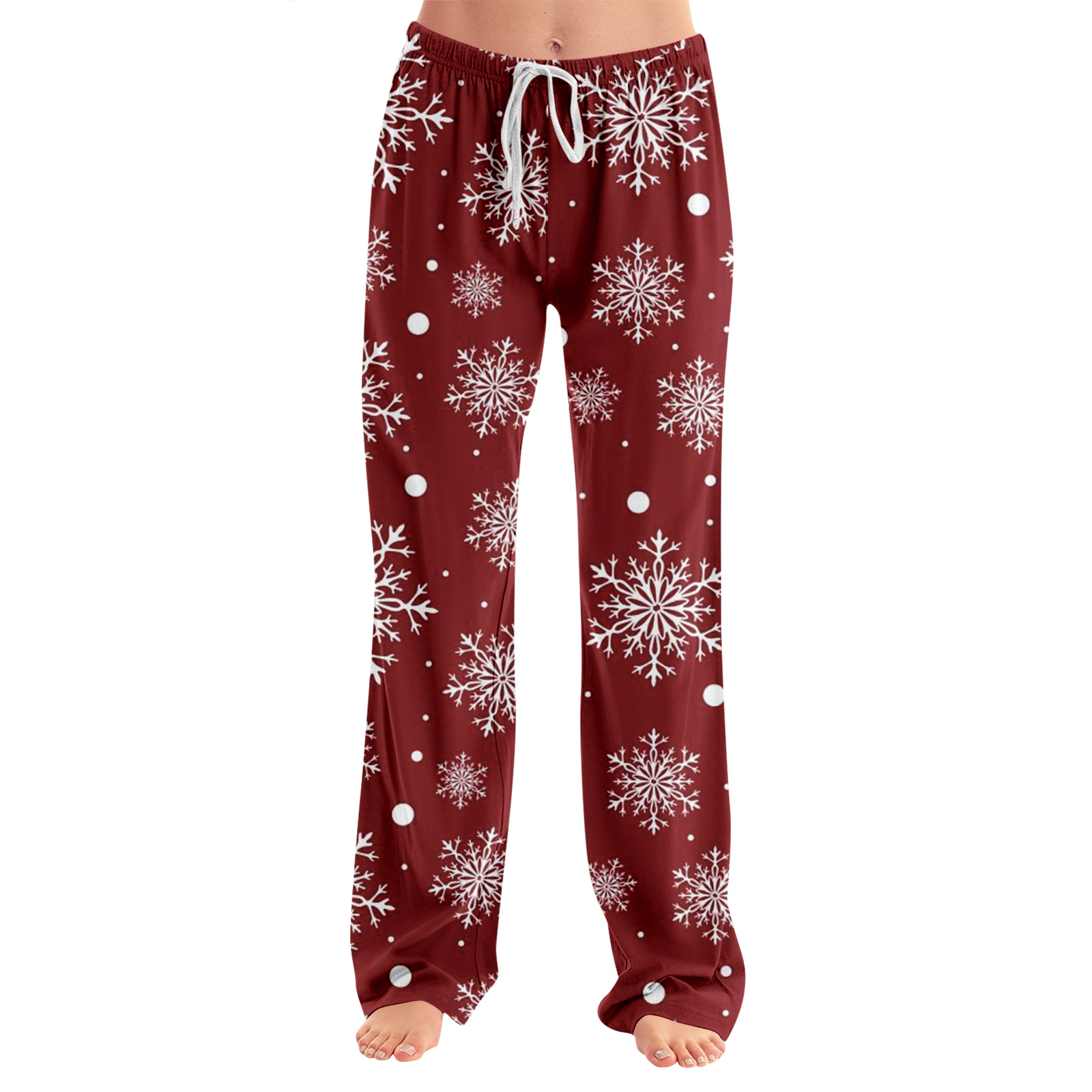 Adult Fashionable Loose Christmas Printed Casual Pants, Snowflake Print ...