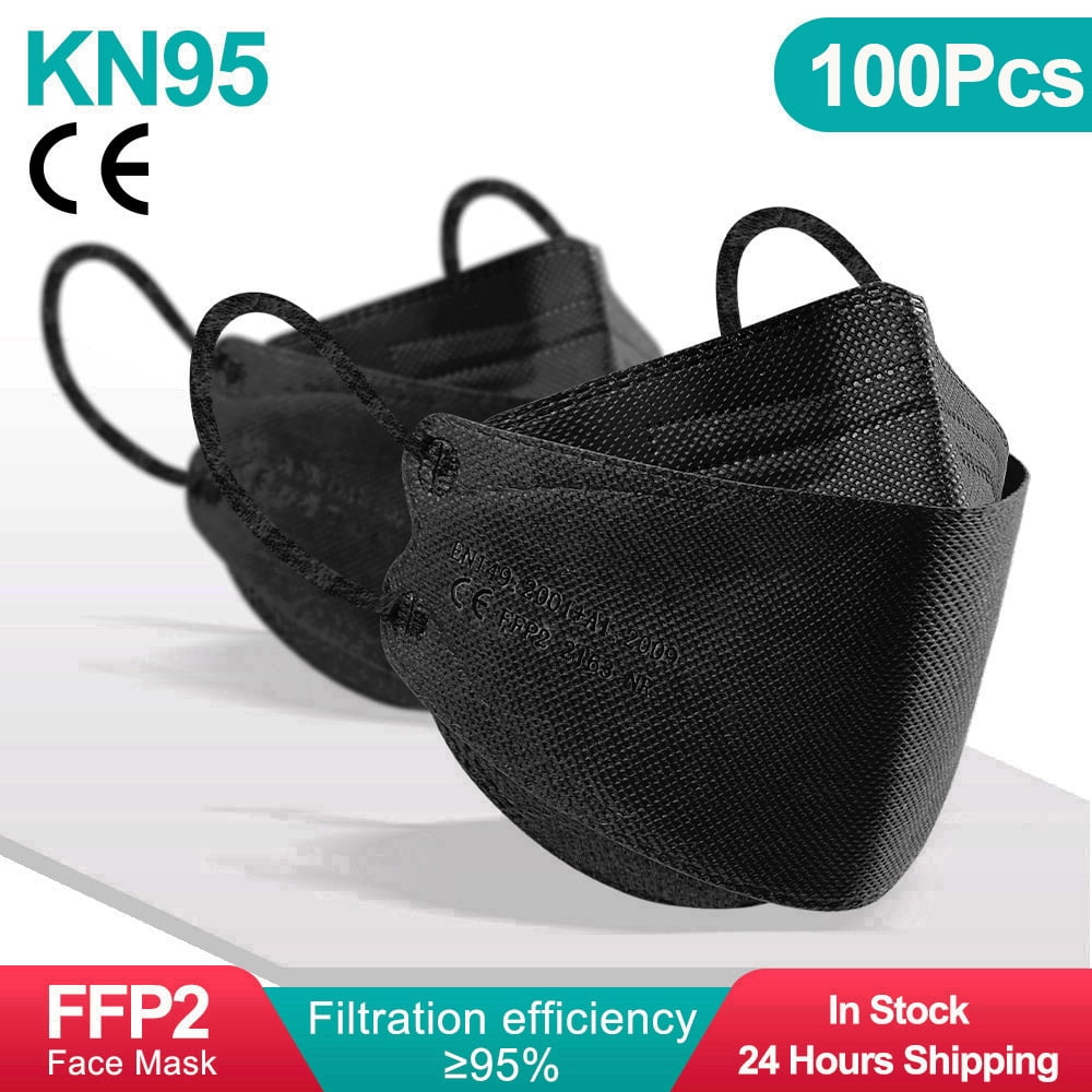 Adult Fish Shape Certified KN95 FFP2 Mask 4 Layers Black Fabric ...
