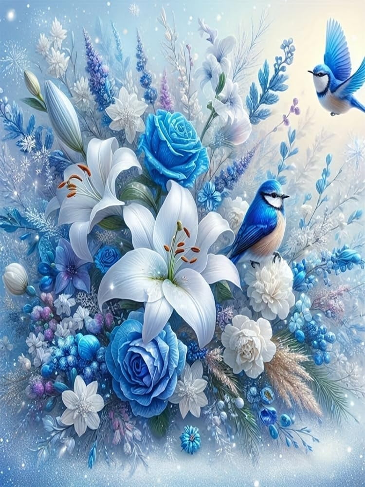 Adult Flower Diamond Art Set, Beginner Bird 5D Diamond Painting Set ...