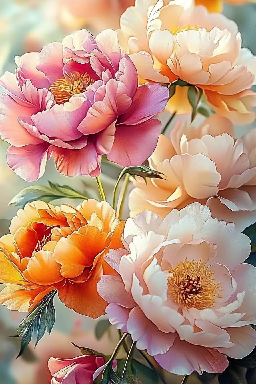 Adult Flower Diamond Painting Set - Blooming Flowers 5D DIY Art with ...