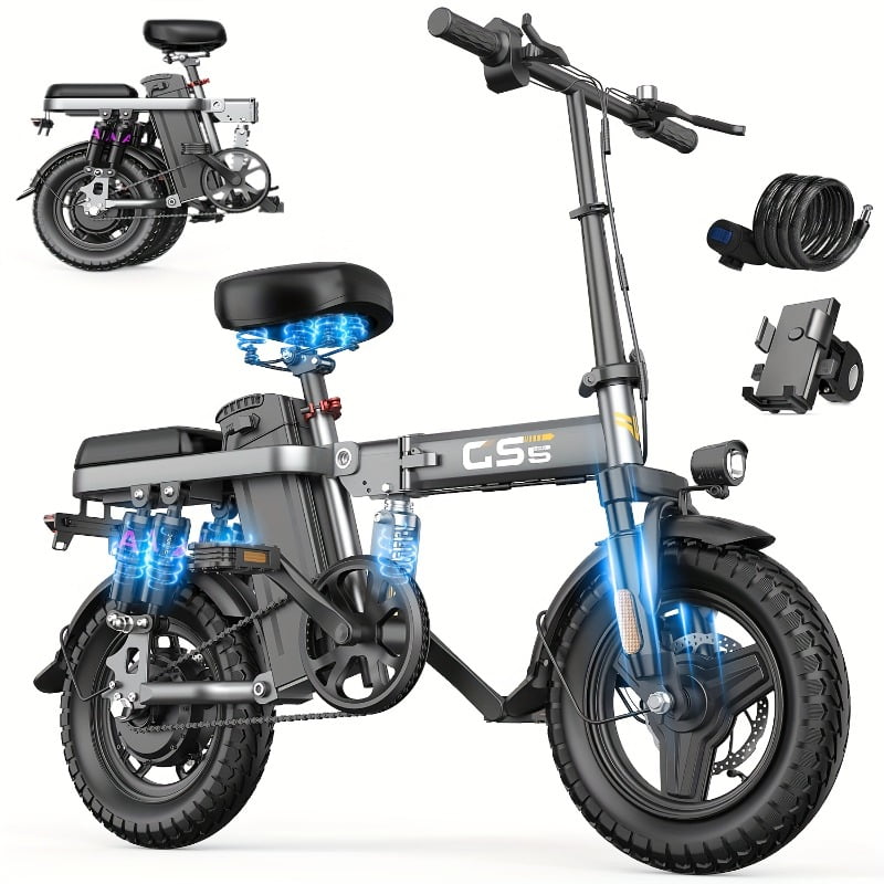 Adult Folding Electric Bicycle, Peak Power 740W Motor, 20 Mph Speed, 10 ...
