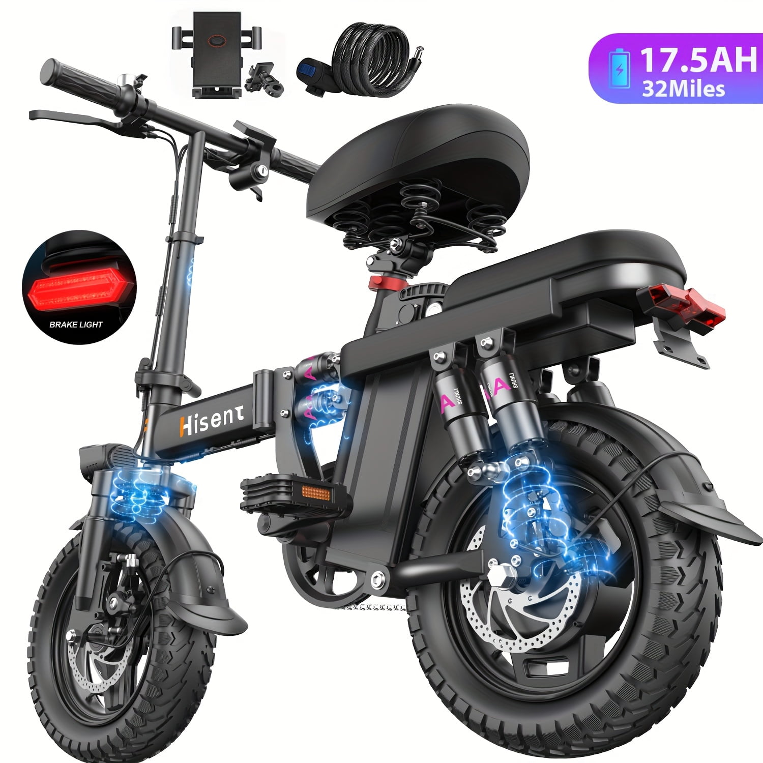 Adult Folding Electric Bike, Rated Power 500W, Peak Power 740W, 48V 6Ah ...